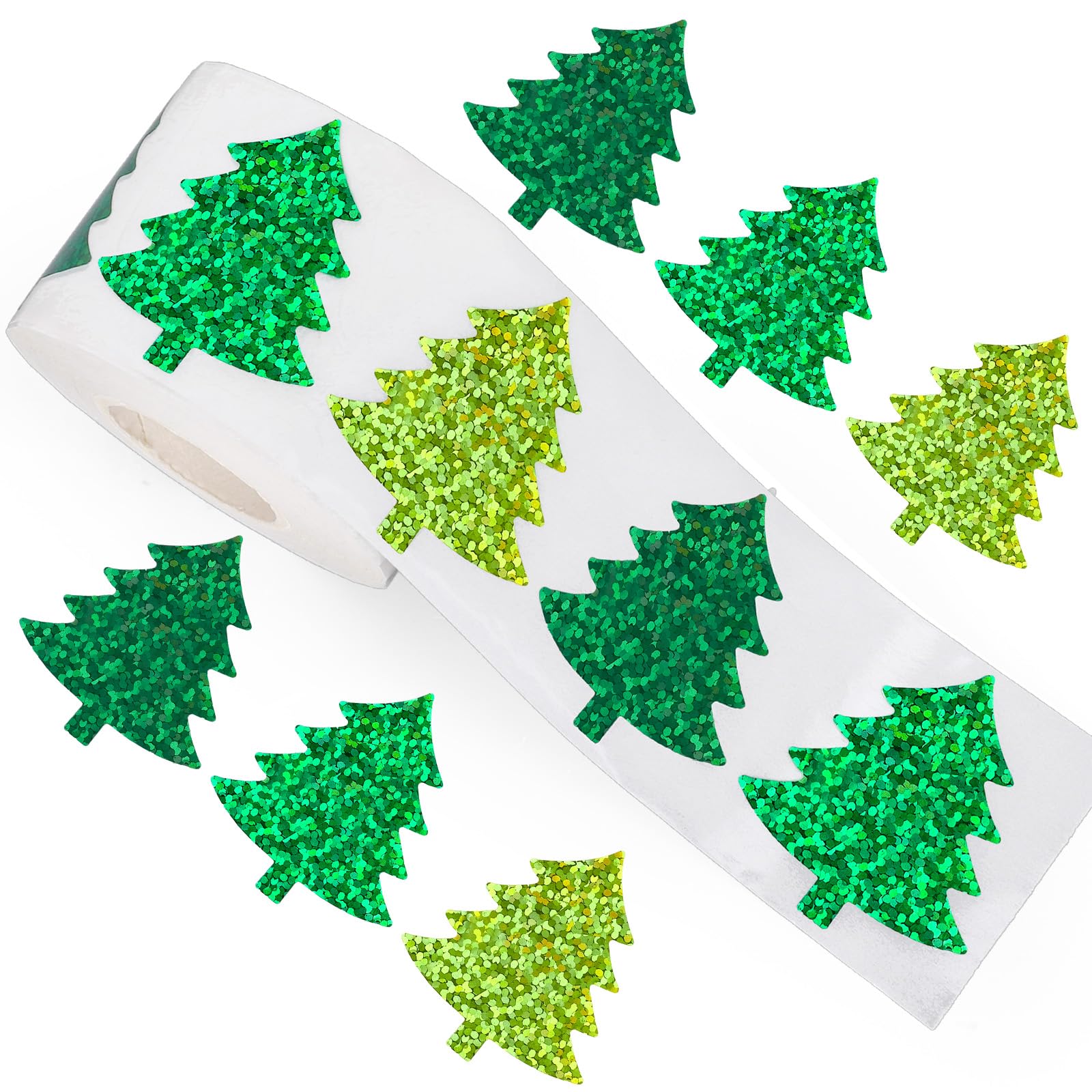 Amazon.com: Whaline Christmas Tree Stickers Roll Laser Xmas Pine Tree ...