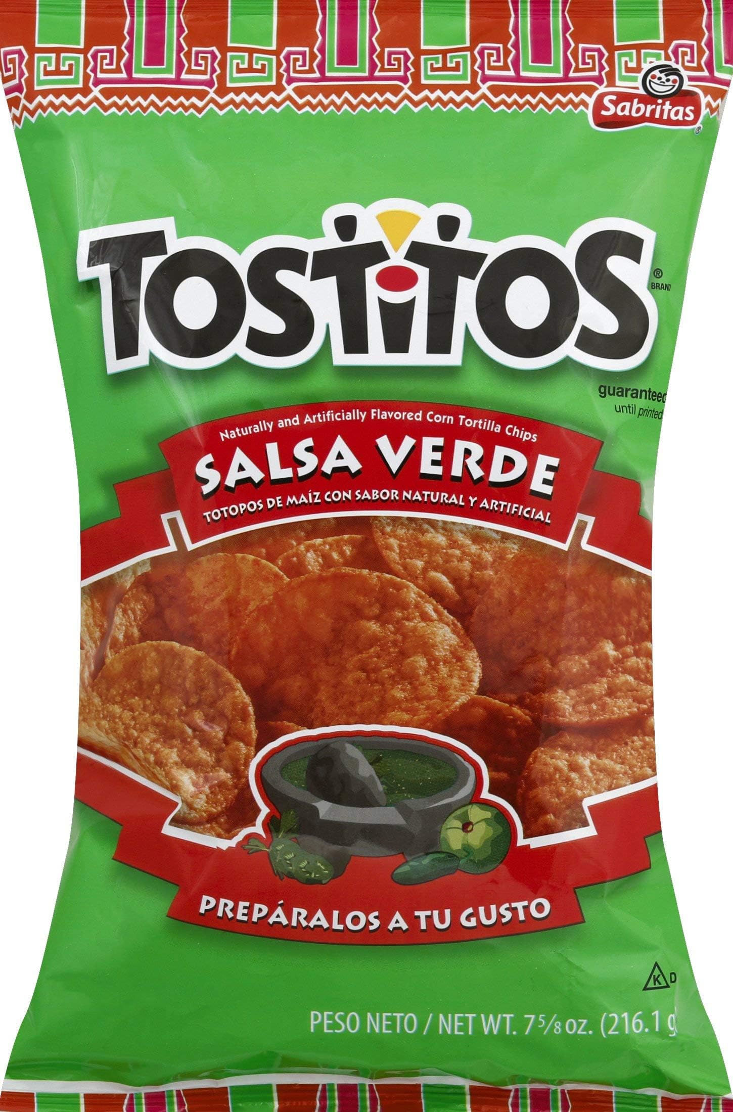 Amazon.com: SABRITAS TOSTITOS Salsa Verde Tortilla Chip, 28400603261 ...