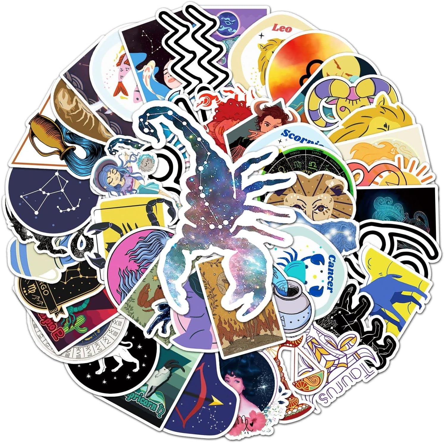 Amazon.com: 50Pcs Zodiac Stickers, Twelve Signs Vinyl Waterproof ...