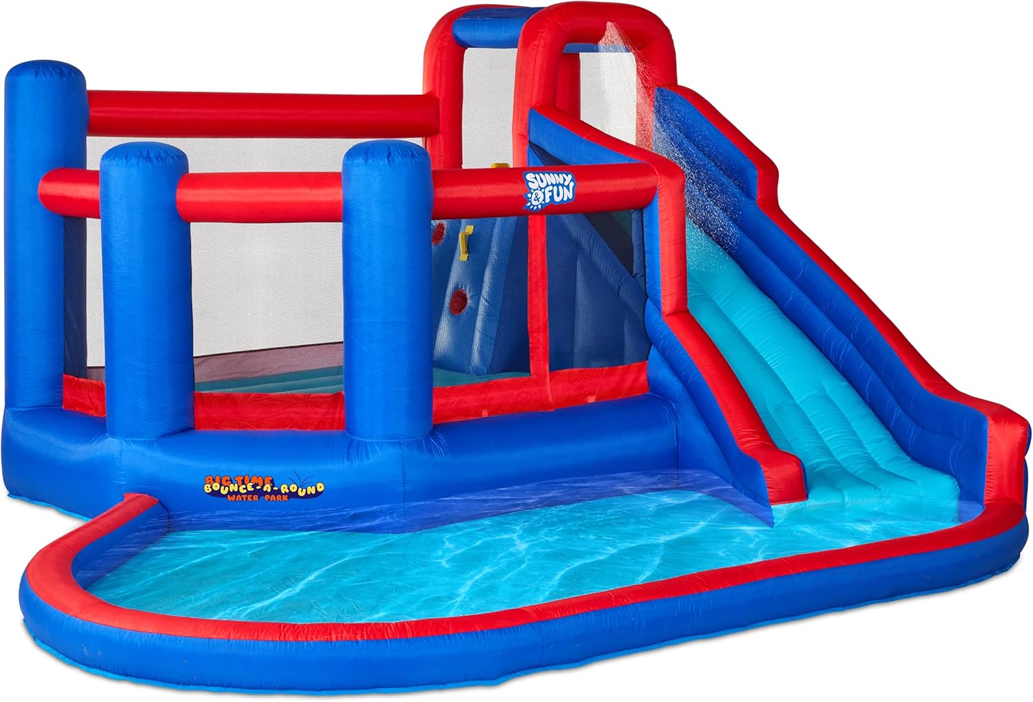 Amazon.com: Sunny & Fun Big Time Bounce-A-Round Inflatable Water Slide ...