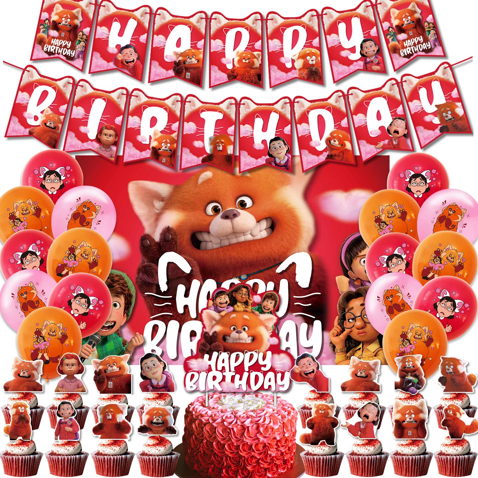 Turning Red Party Supplies Party Decorations Set Include Banner ...
