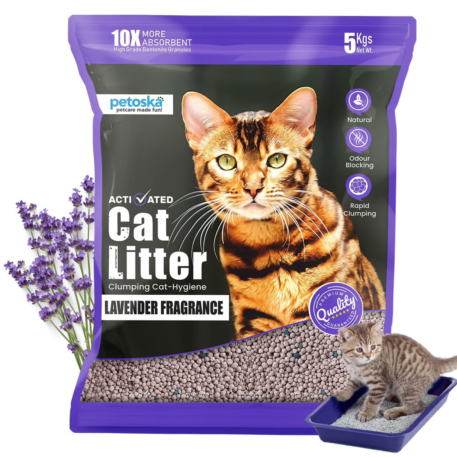 Buy PETOSKA Activated Cat Litter- 5Kg | Lavender Fragrance | Scoopable ...
