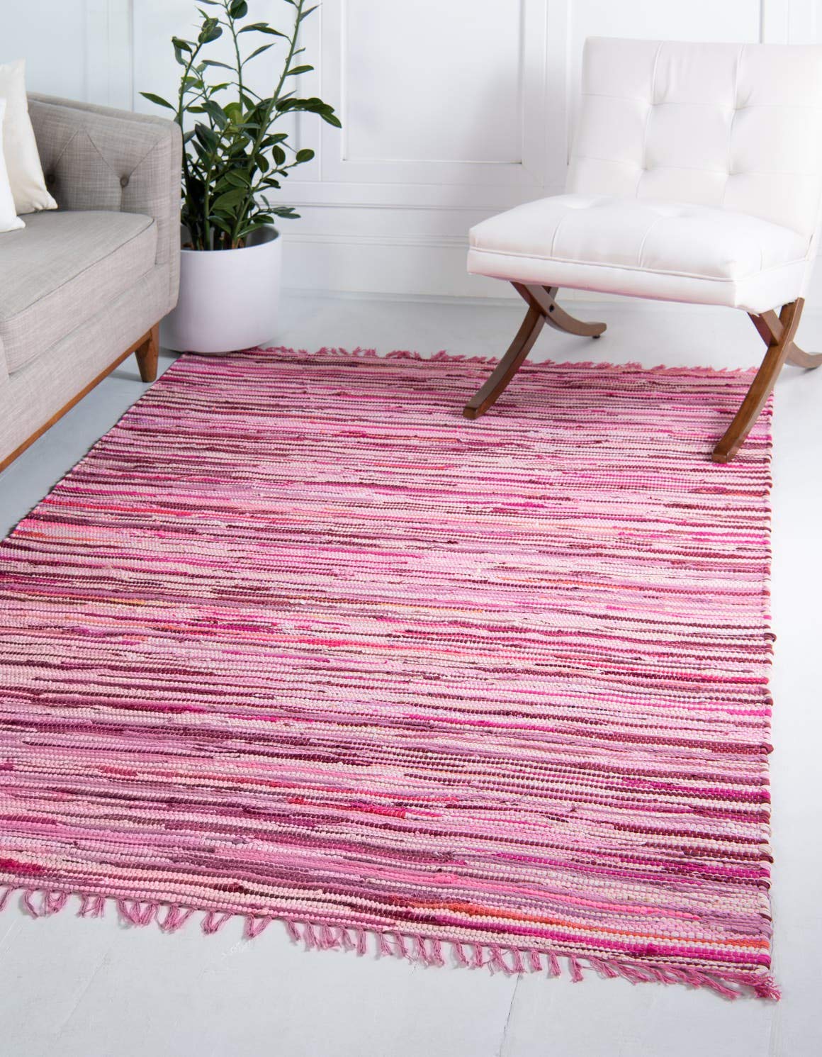 Unique Loom Chindi Cotton Collection Hand Woven Natural Fibers Area Rug ...