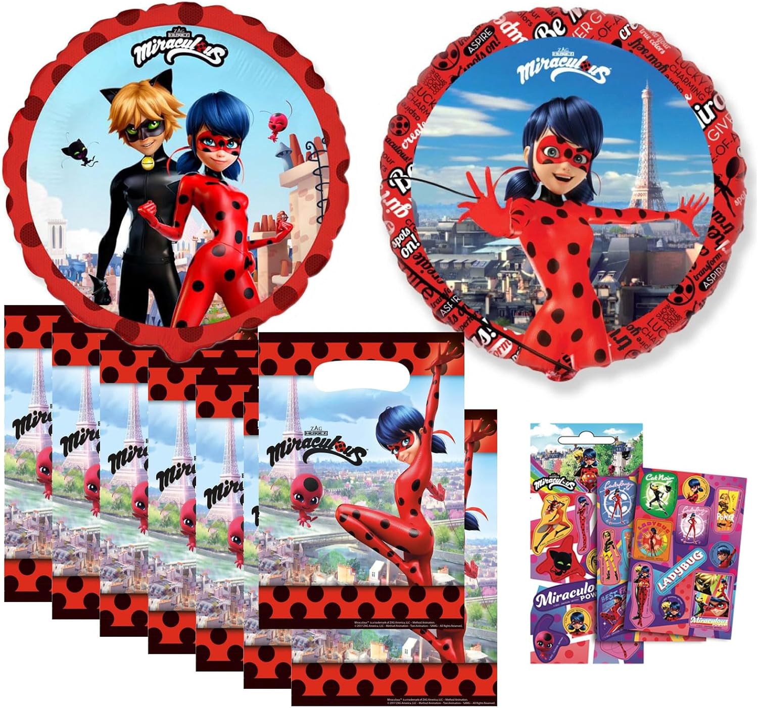 Amazon.com: Party Pack Miraculous Ladybug with Favor Treat Bags ...