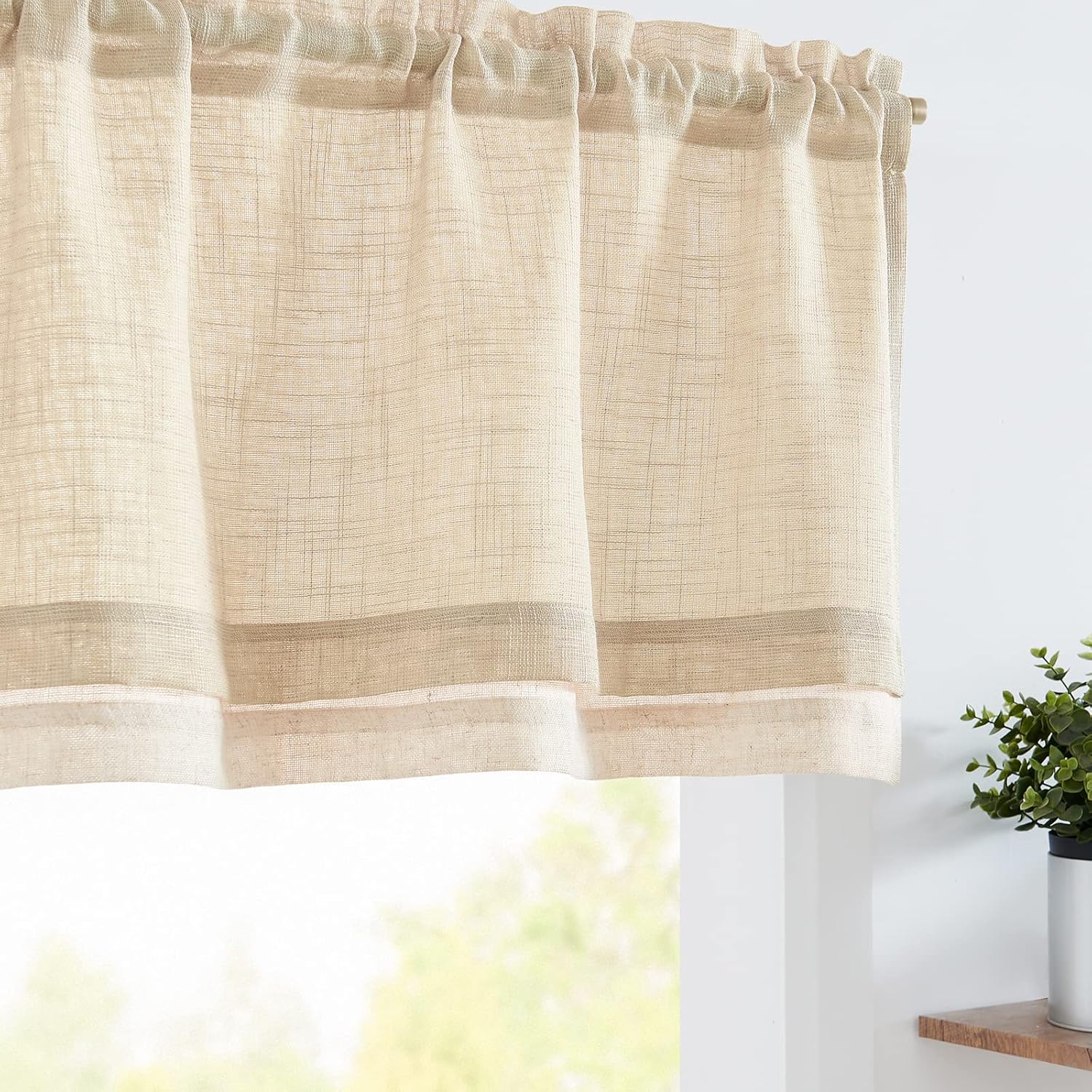 Amazon.com: jinchan Linen Valance for Farmhouse Living Room Windows 16 ...