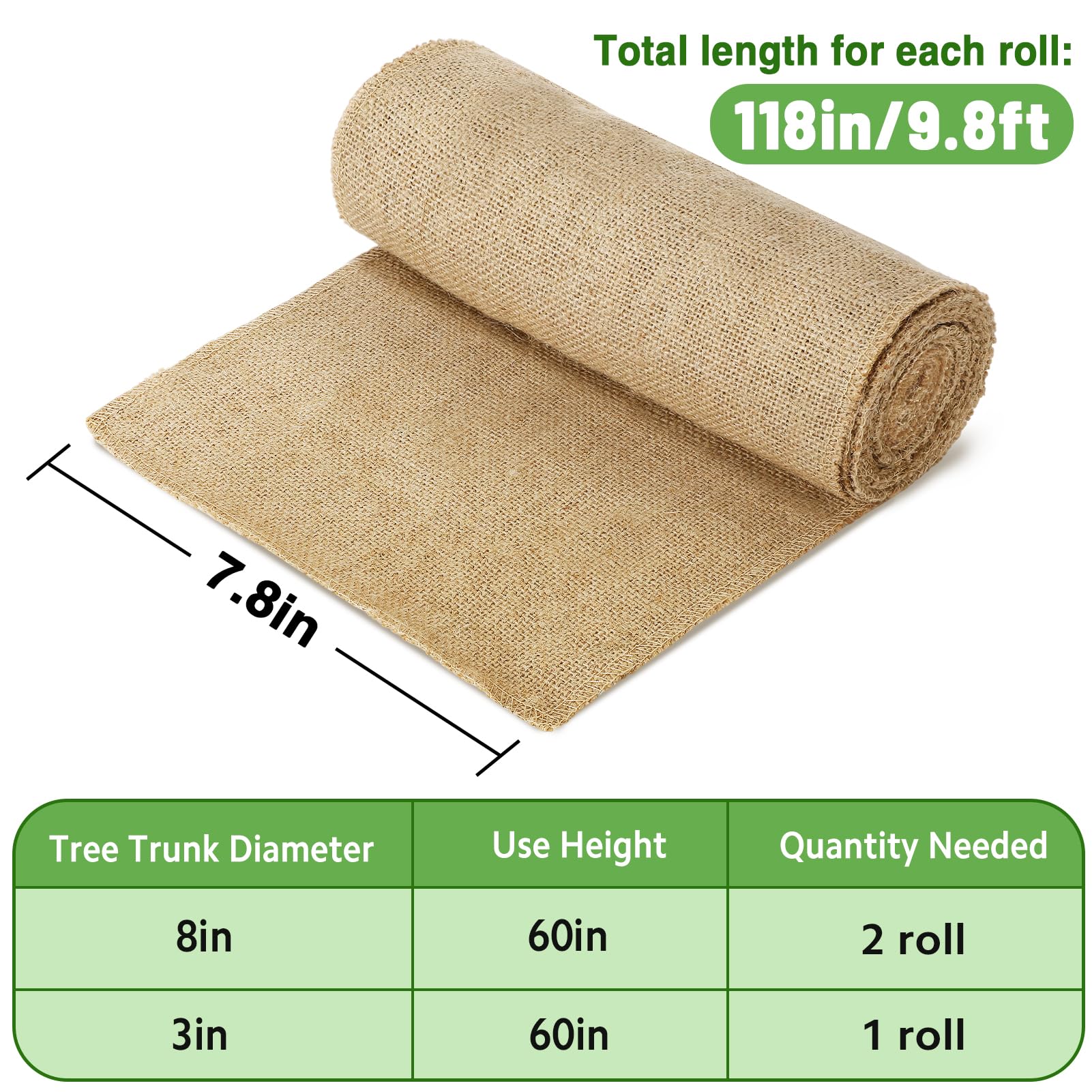 Snapklik.com : ANPHSIN Natural Burlap Tree Wraps - 7.8in 9.8ft Winter ...