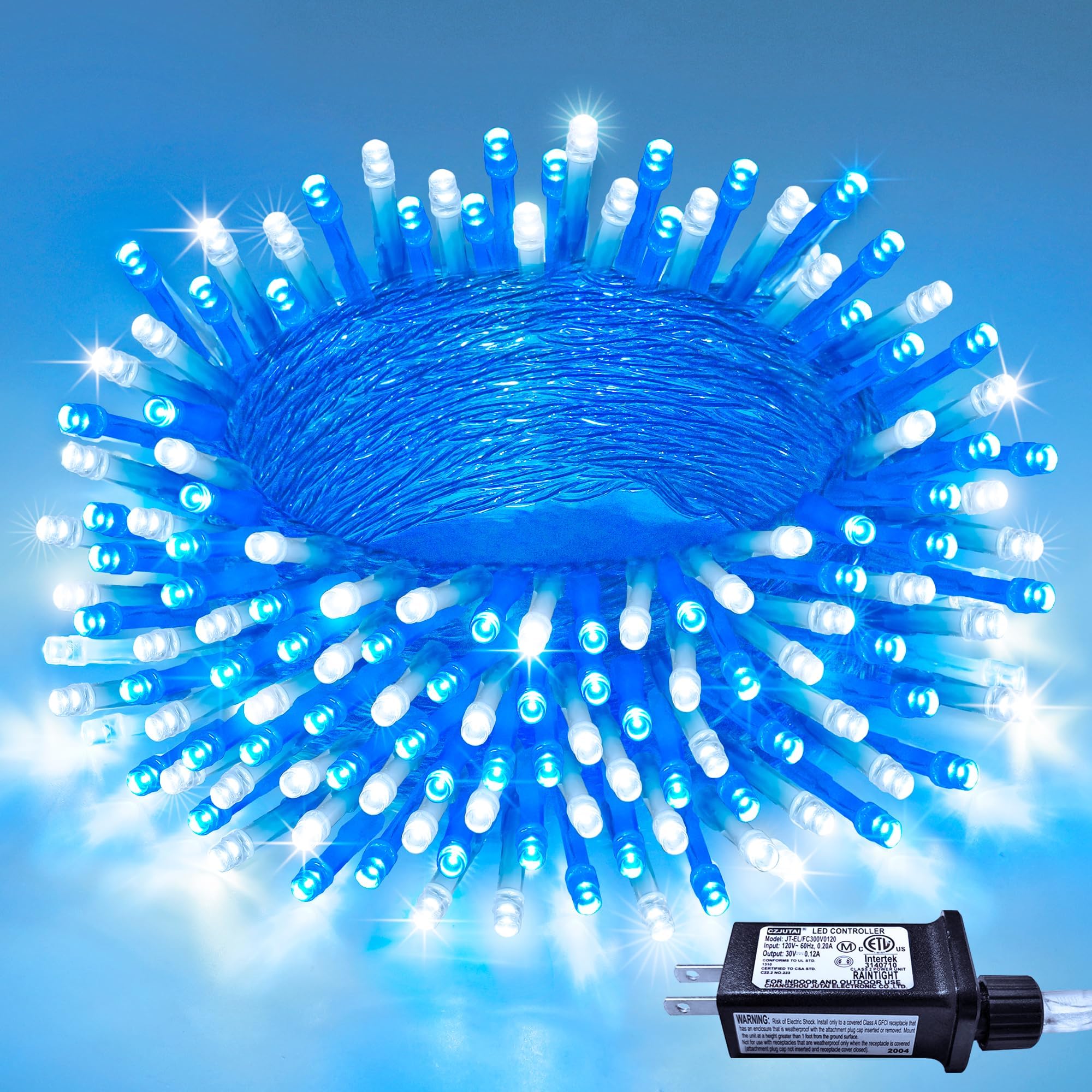 Amazon.com : JMEXSUSS Connectable Blue and White Christmas Lights, 8 ...