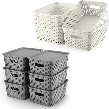 Amazon.com - AREYZIN 6 Pack Plastic Storage Baskets Bins With Lid+6 ...