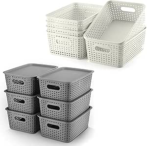Amazon.com - AREYZIN 6 Pack Plastic Storage Baskets Bins With Lid+6 ...