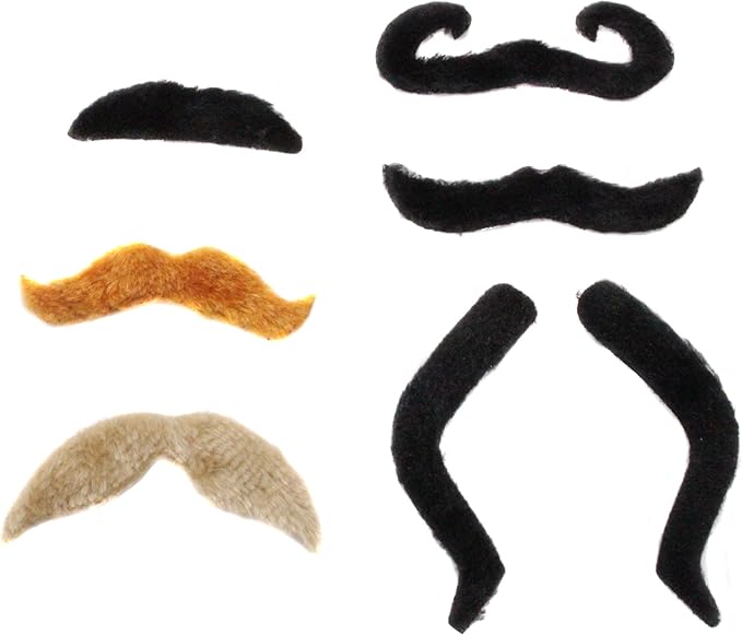 Amazon.com: Manly Moustaches - Set of 6 Adhesive Moustaches : Toys & Games