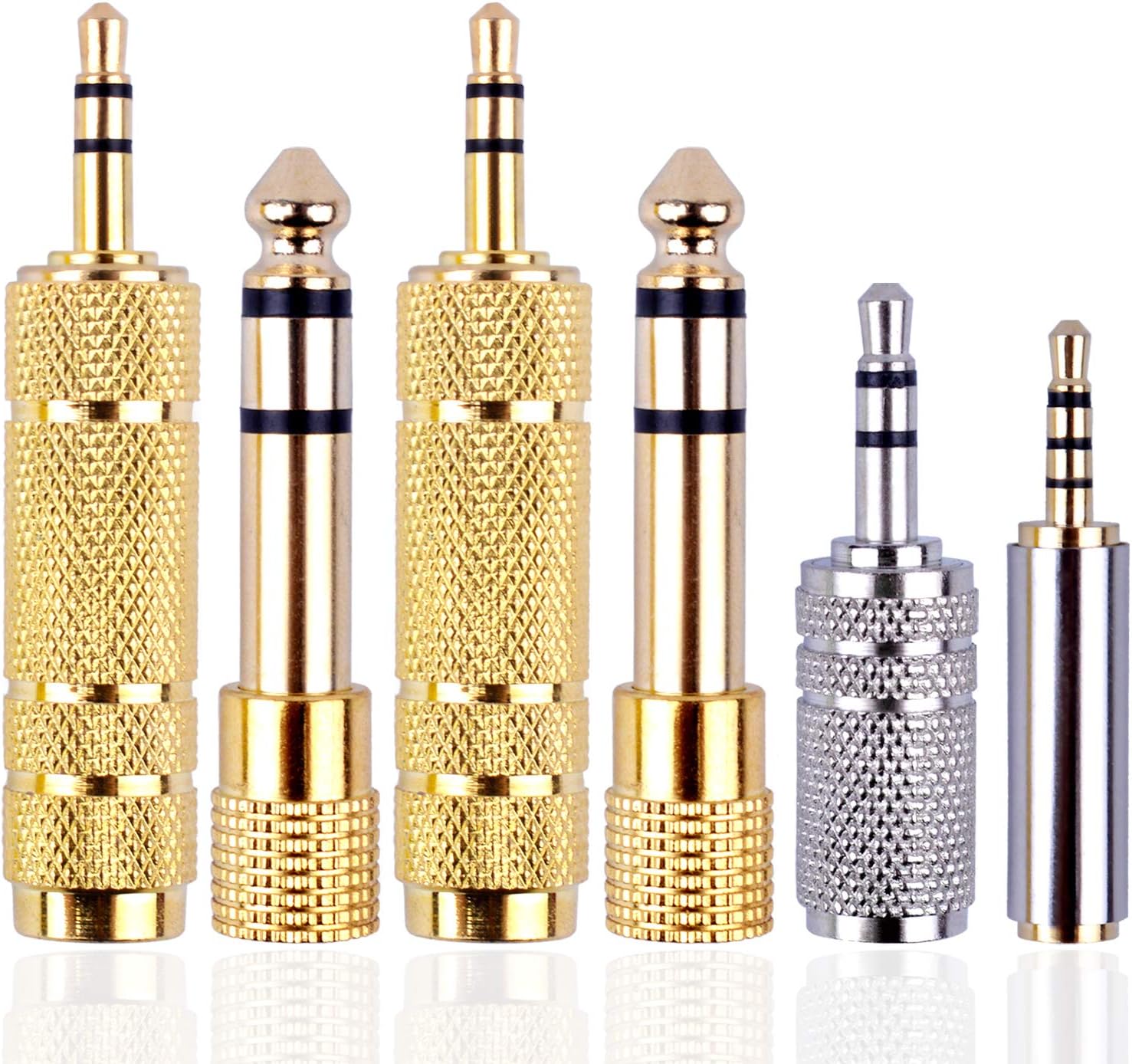 6 Pieces Headphone Audio Adapters Microphone Guitar Adapter 6.35mm to 3 ...