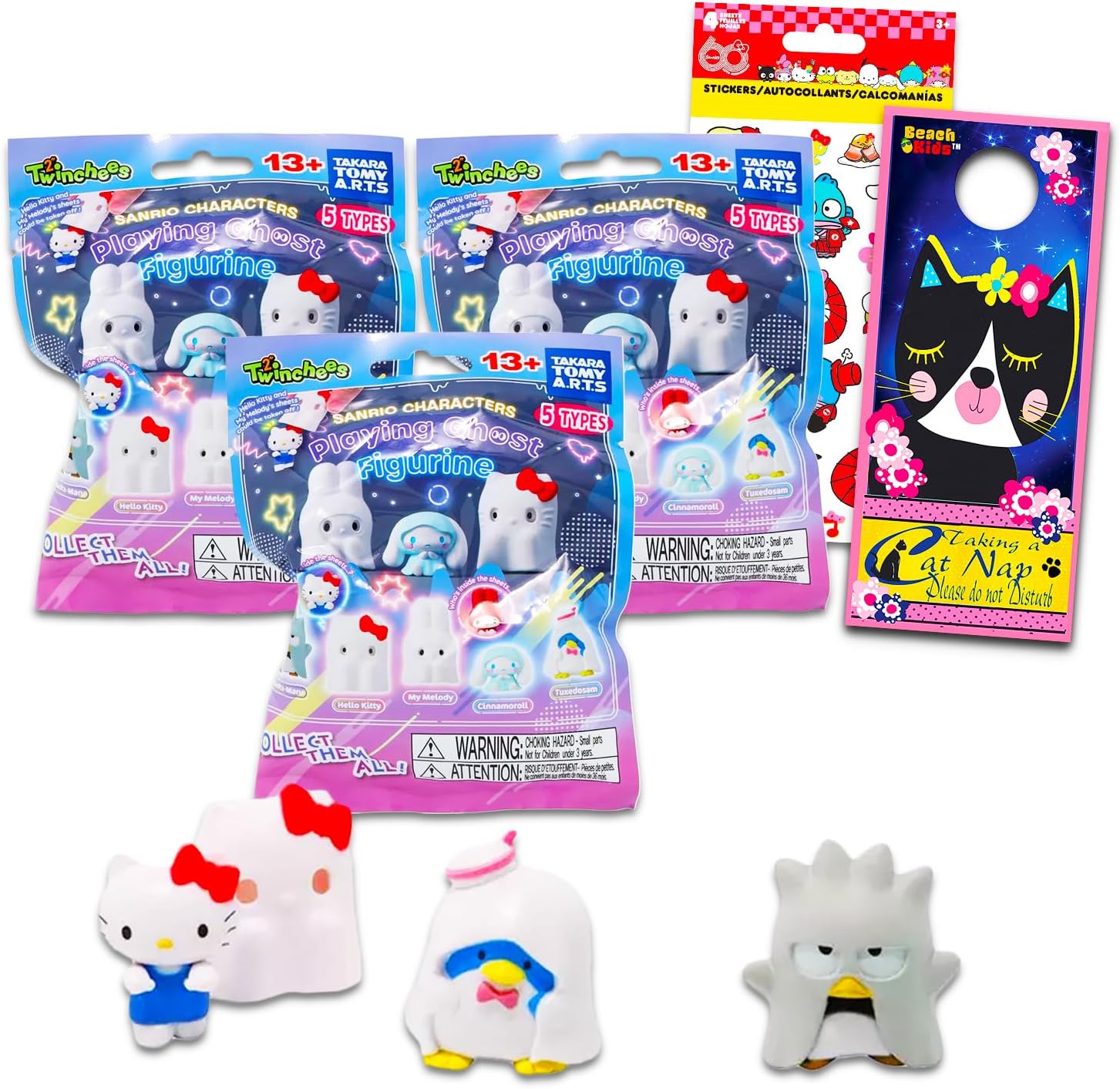 Amazon.com: Hello Kitty Ghost Blind Bags Mini Figures Set - 3 Pack ...