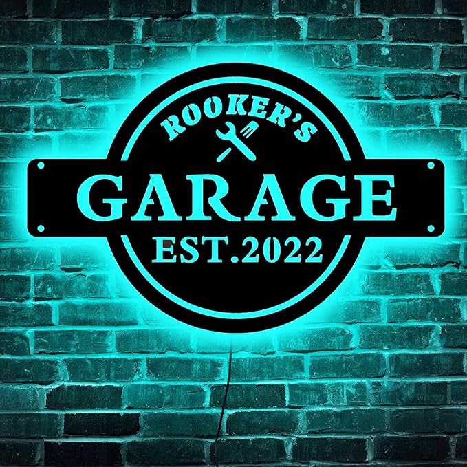Custom Neon Garage Sign, Personalized Garage Sign, Custom Garage Name ...