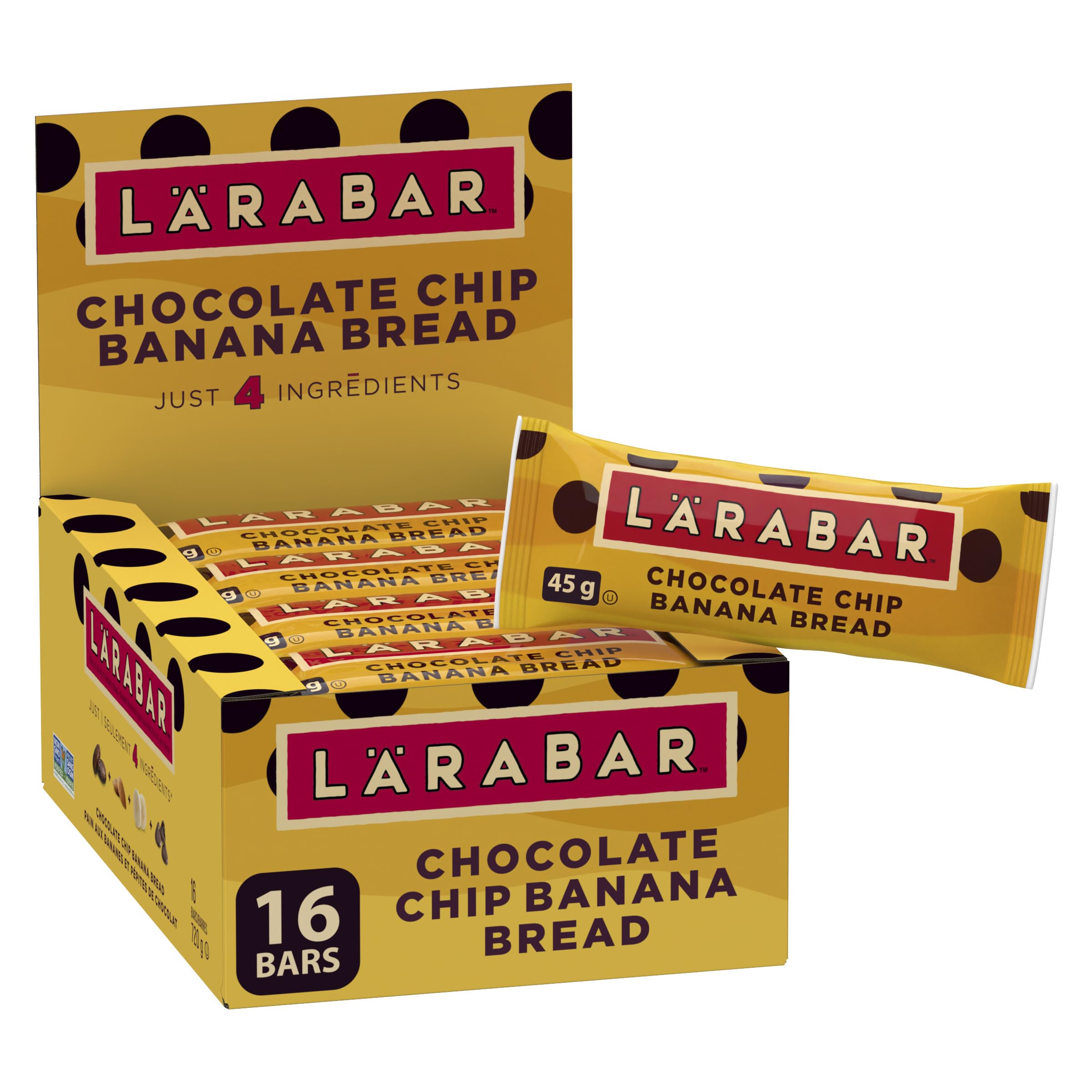 LÄRABAR Chocolate Chip Banana Bread, Fruit and Nut Energy Bar, Pack of ...