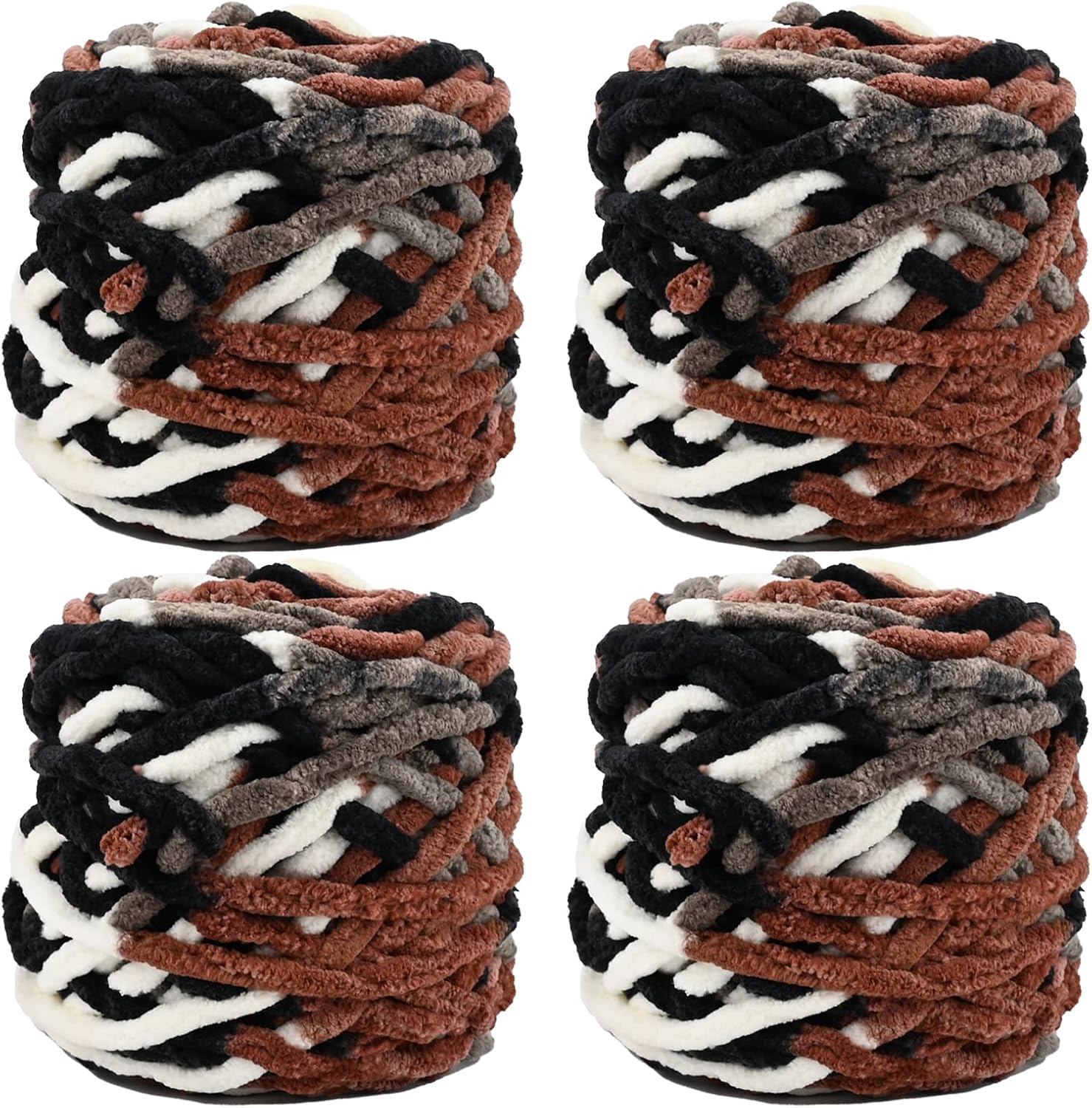 Knitting Wool Yarn 4 x 100g Multi-Colored Soft Chunky Yarn for Crochet ...