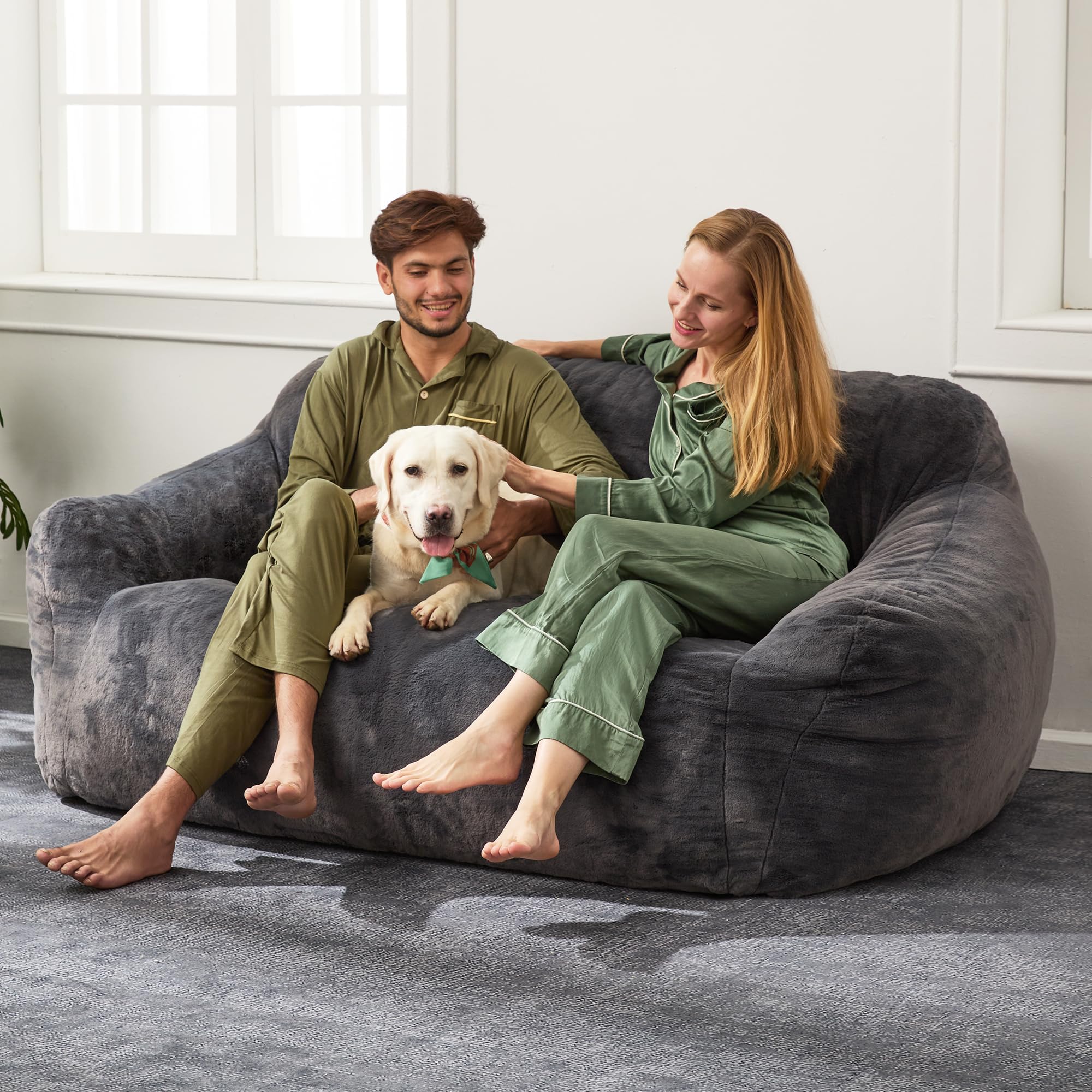 Amazon.com: Homguava Giant Bean Bag Chair Sofa,Oversized Bean Bag Couch ...