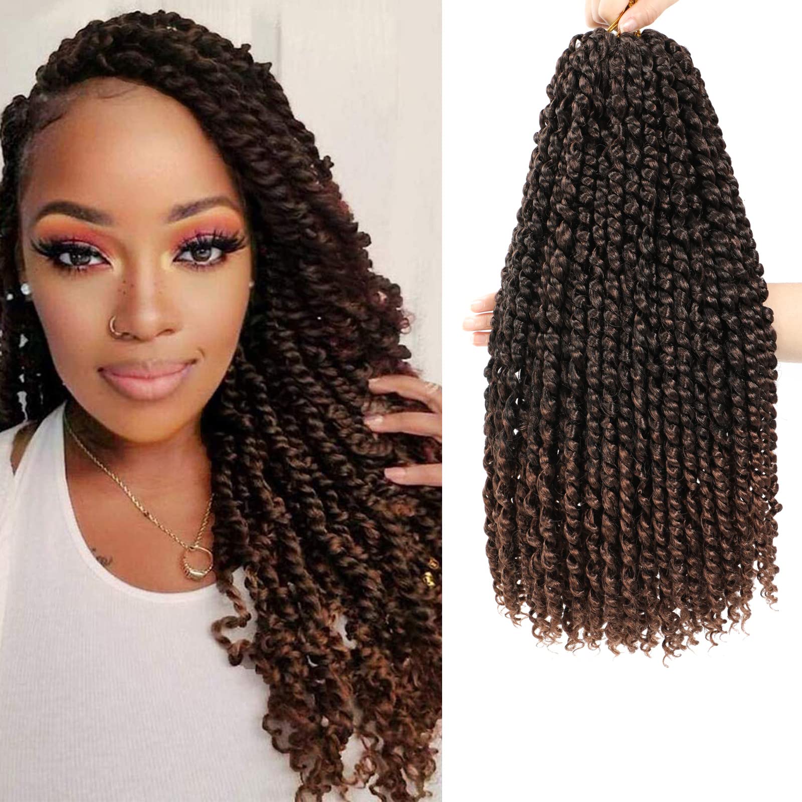 Amazon.com : Passion Twist Hair 18 Inch T30 Ombre Brown Pre-twisted ...