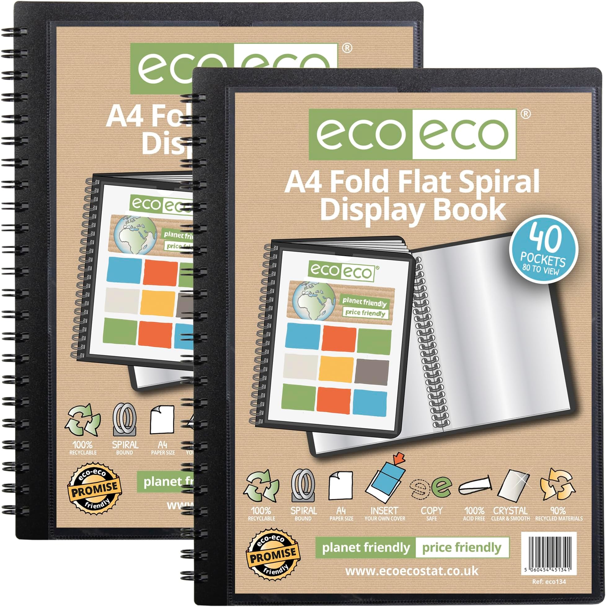 Art Portfolio Tiger A4 24-Pocket Fold Back Display Book - Black ...