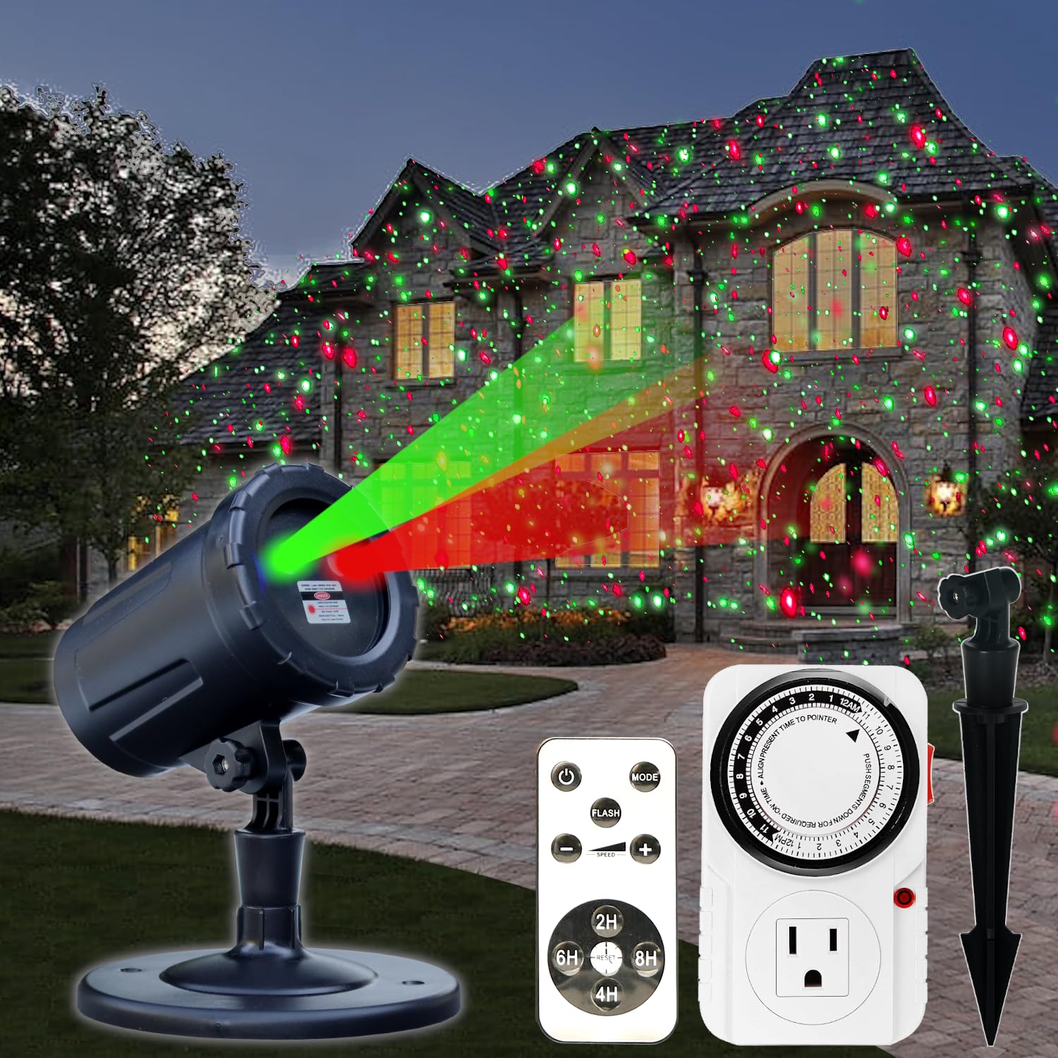 Amazon.com: Christmas Projector Laser Lights Outdoor- Outlet Timer and ...