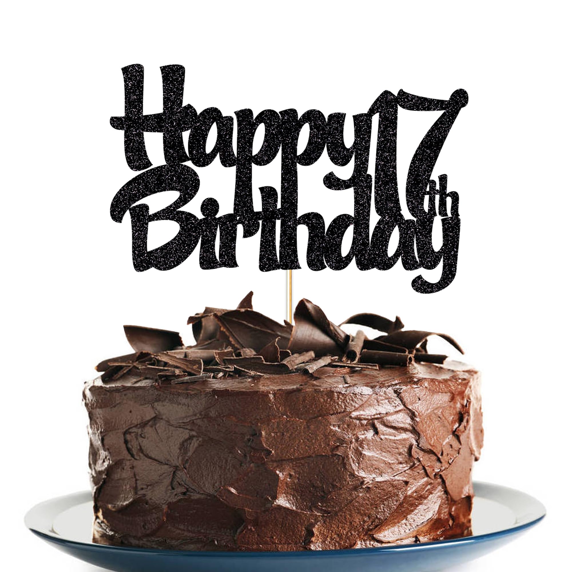 Amazon.com: 17th Black glitter 17th birthday cake topper birthday cake ...