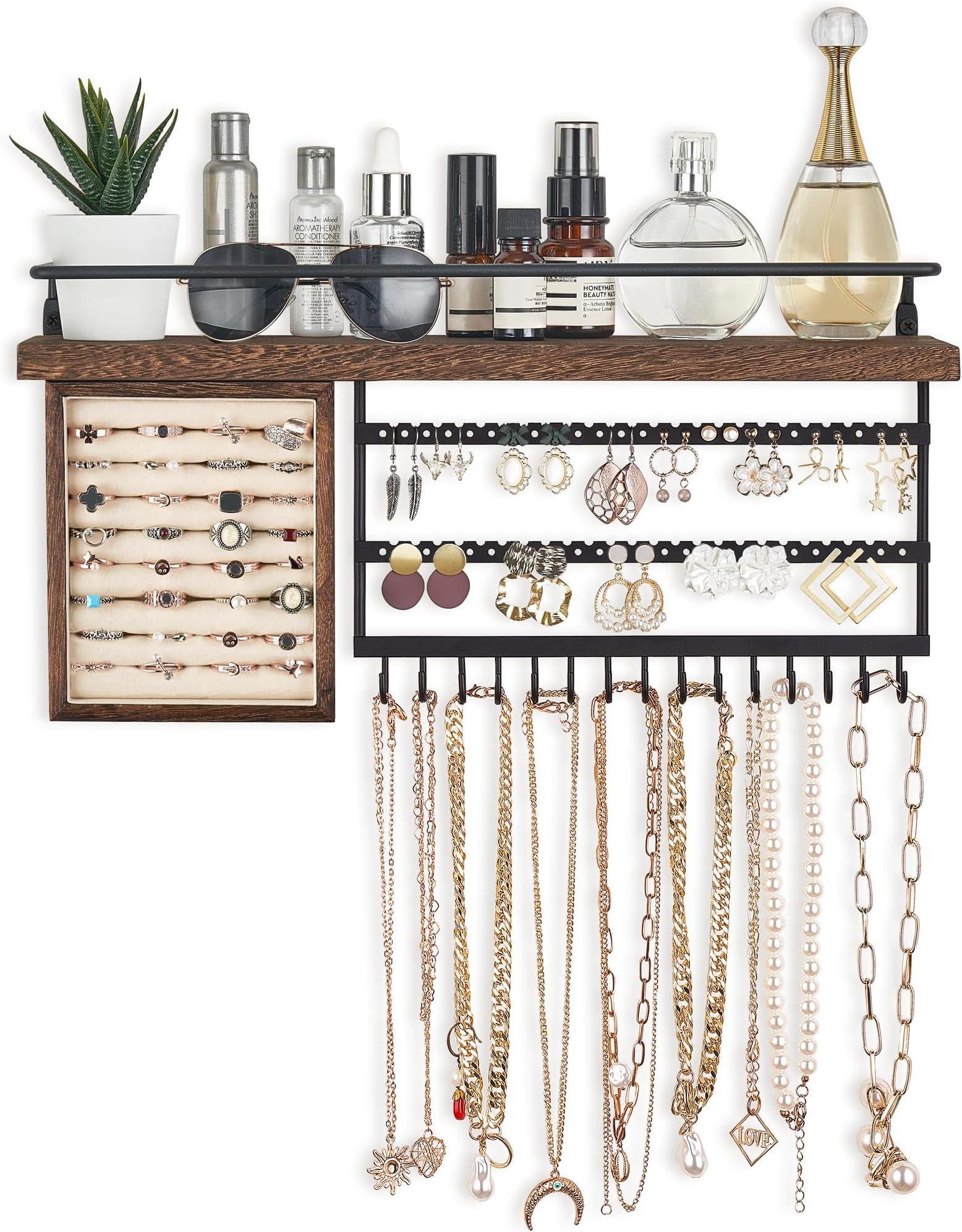 Amazon.com: Mkono Hanging Jewelry Organizer Wall Mounted Jewelry ...