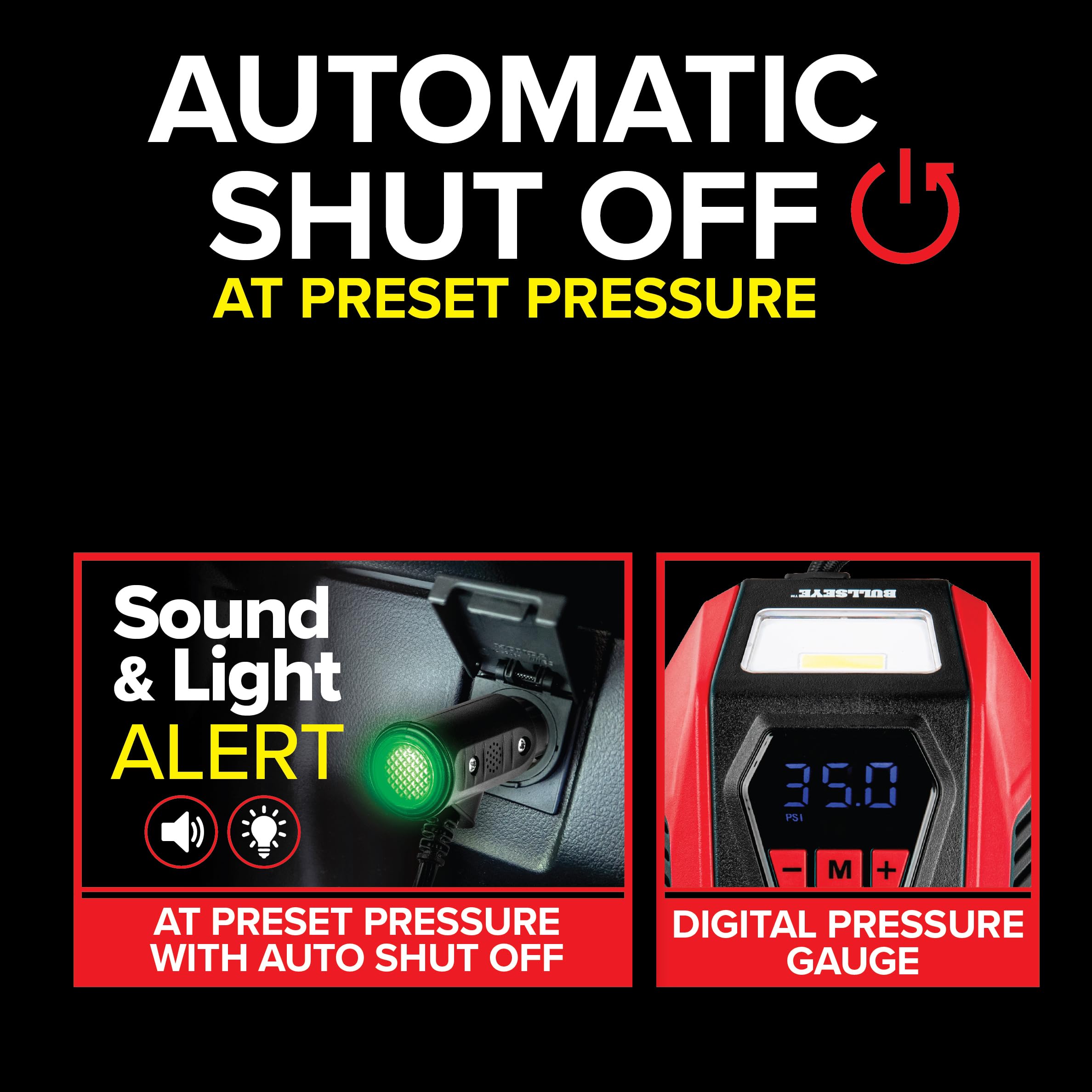 Snapklik.com : Bullseye 12V DC Tire Inflator - Rapid 2 Minute Inflation ...