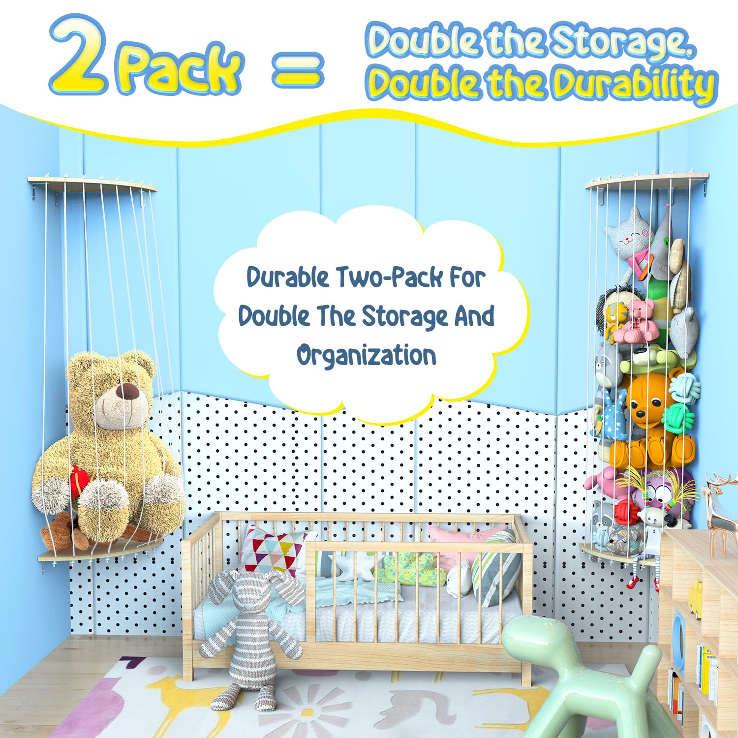 Snapklik.com : Kculehtlla 2 Pack Corner Stuffed Animal Storage, 6FT ...