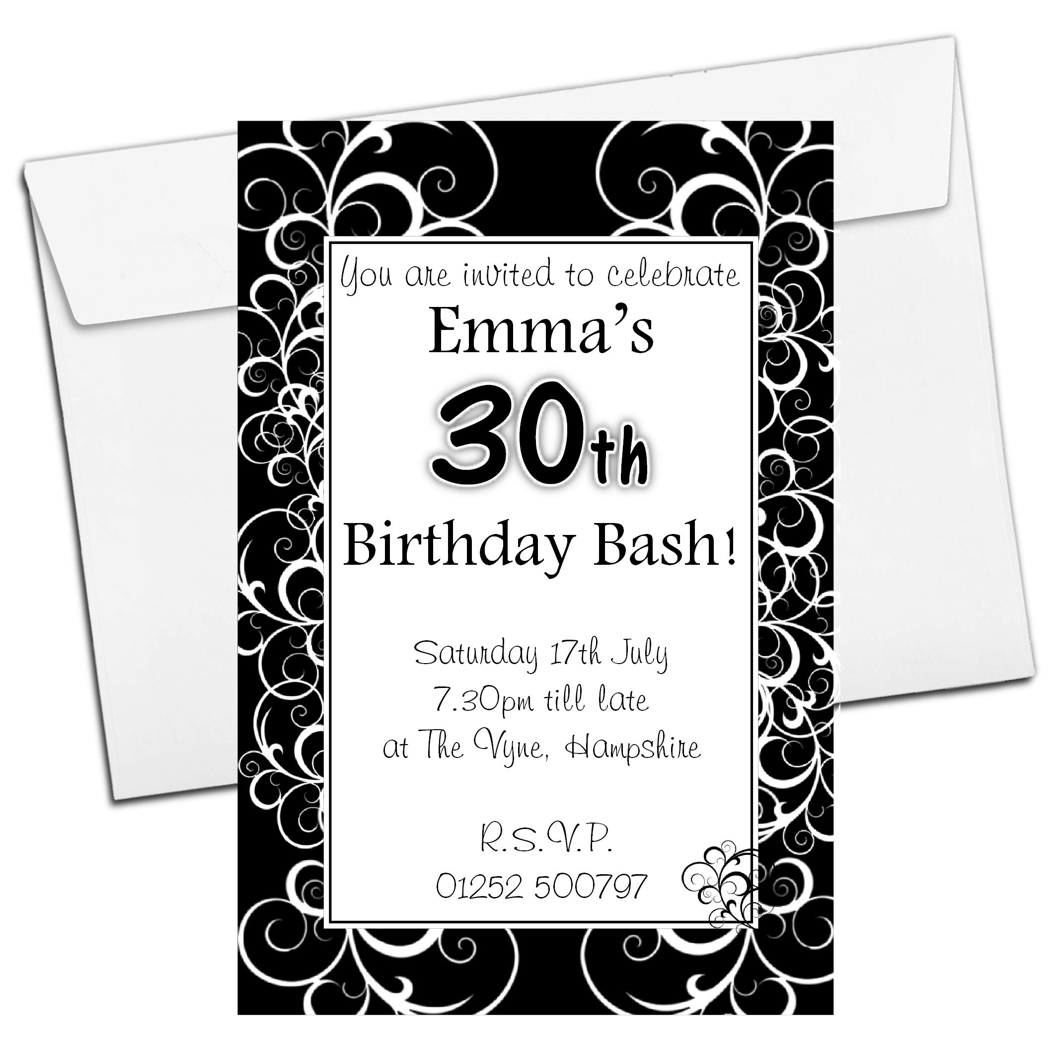 Adult Elegant Birthday Invitation Templates Editable Red, Gold,