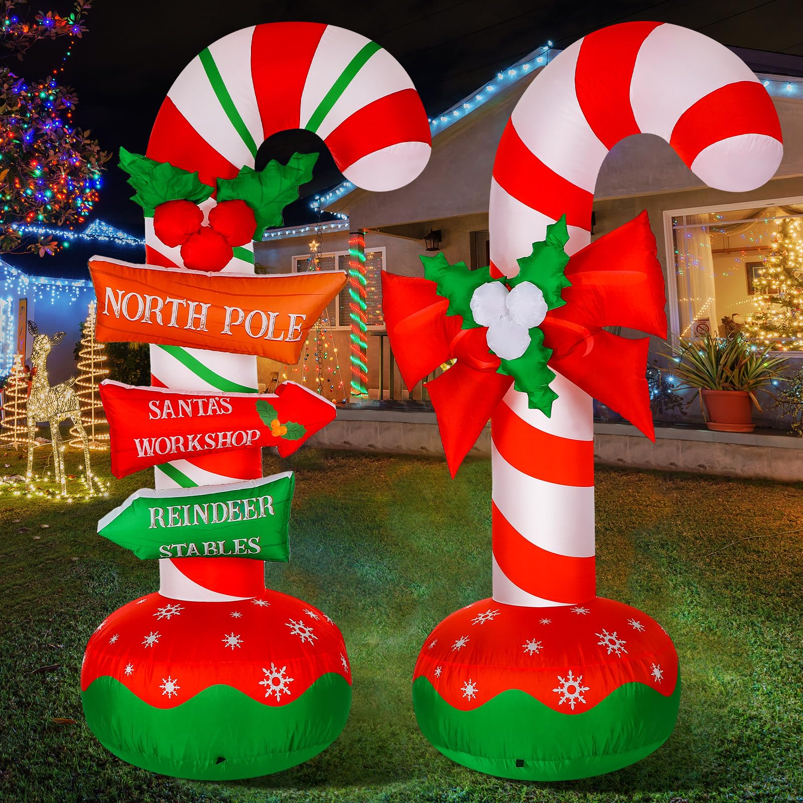 Amazon.com: Leyndo 2 Pcs 6 ft Candy Cane Christmas Inflatables ...