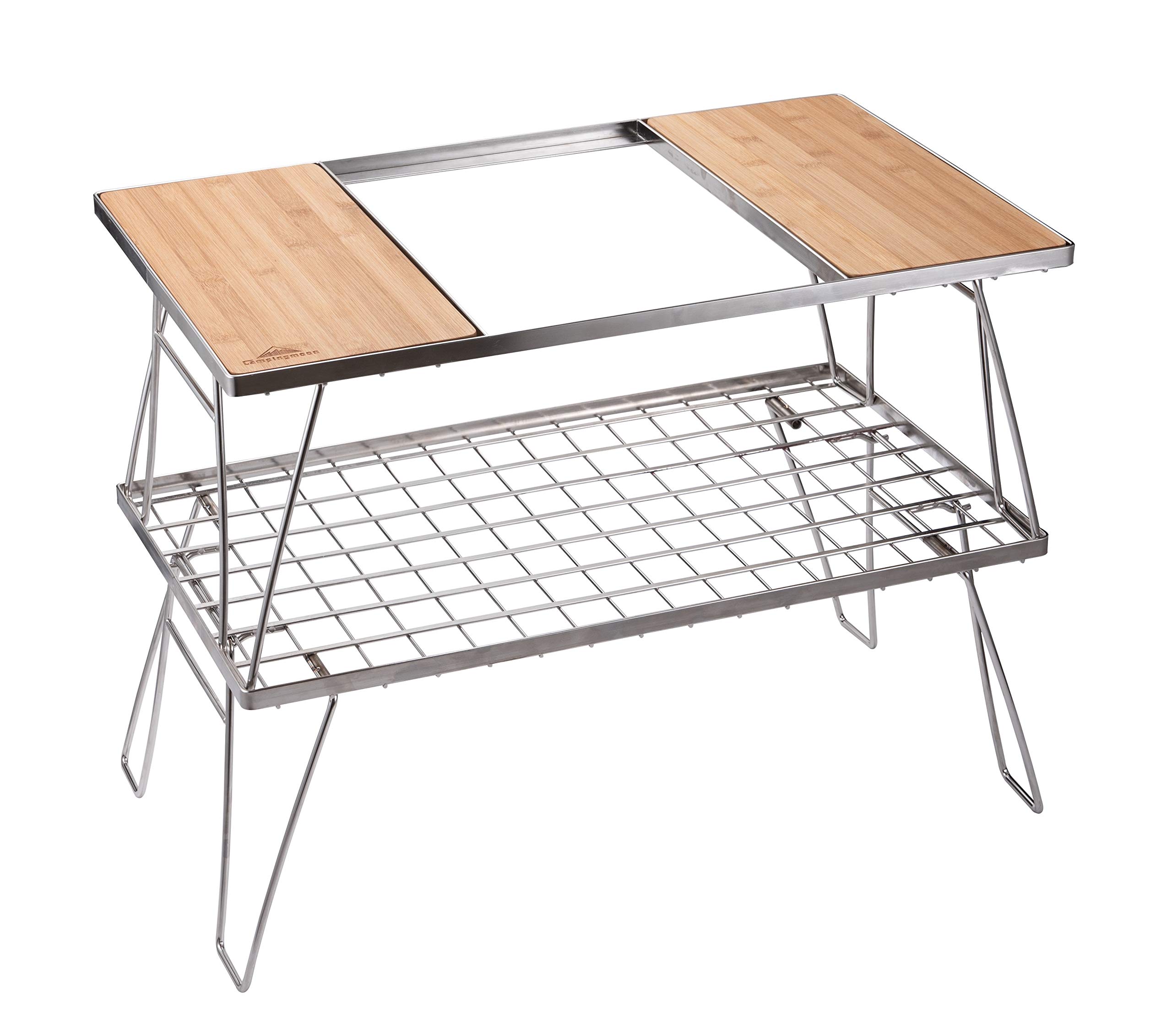 Amazon.com: Campingmoon IGT Grill Table Stainless Steel w/Storage Bag ...