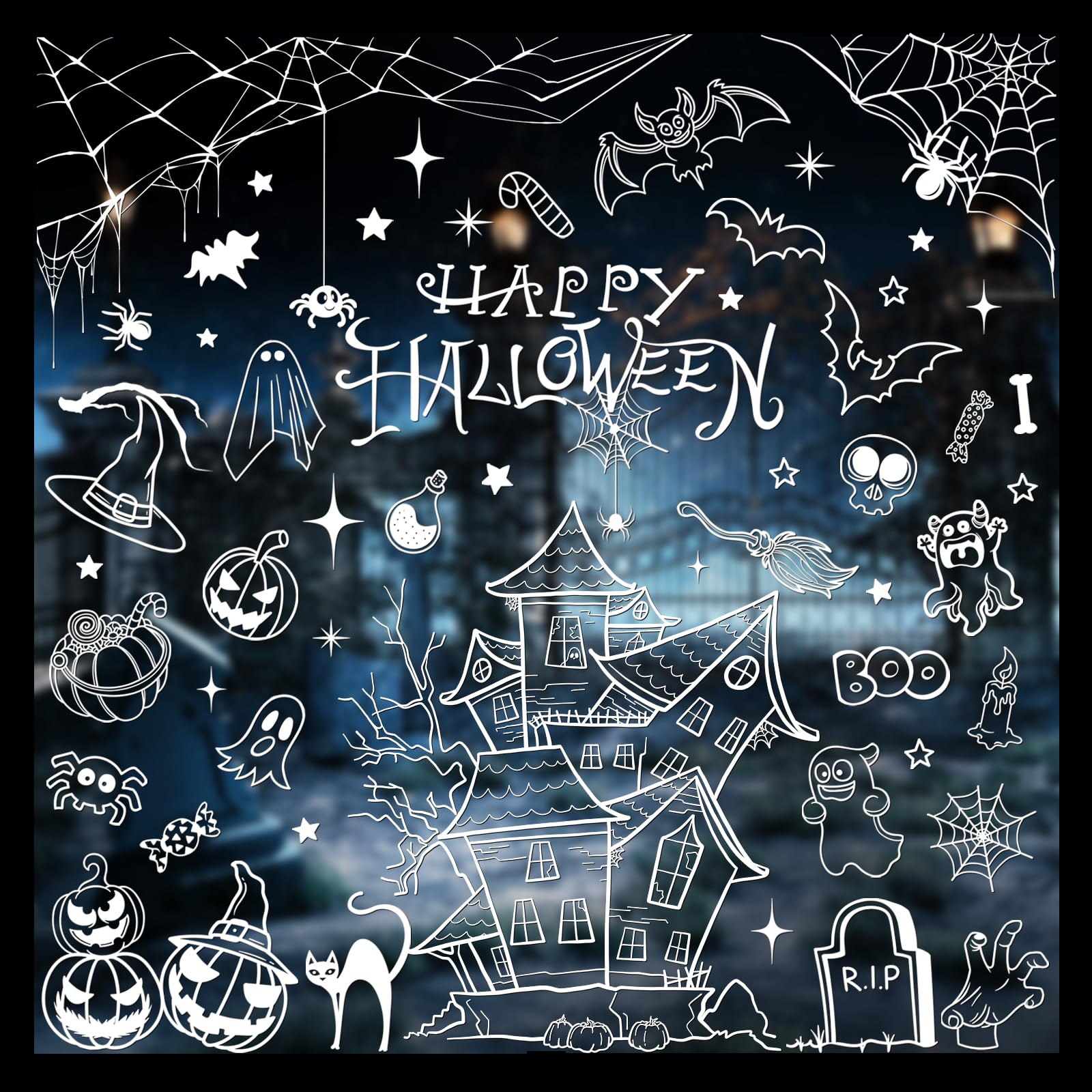 Amazon.com: AnyDesign 9 Sheet Halloween Window Clings Decals Pumpkin ...