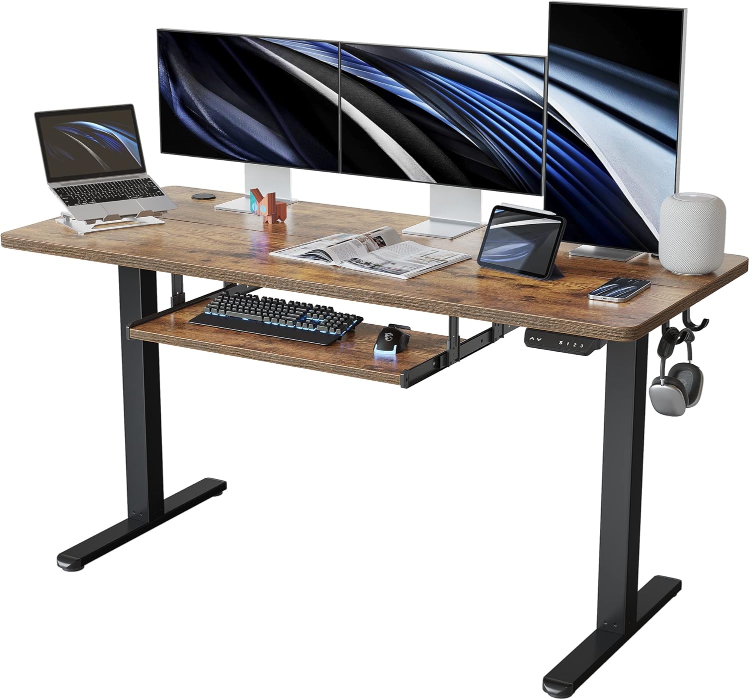FEZIBO 63-Inch Large Height Adjustable Electric Standing Desk with ...