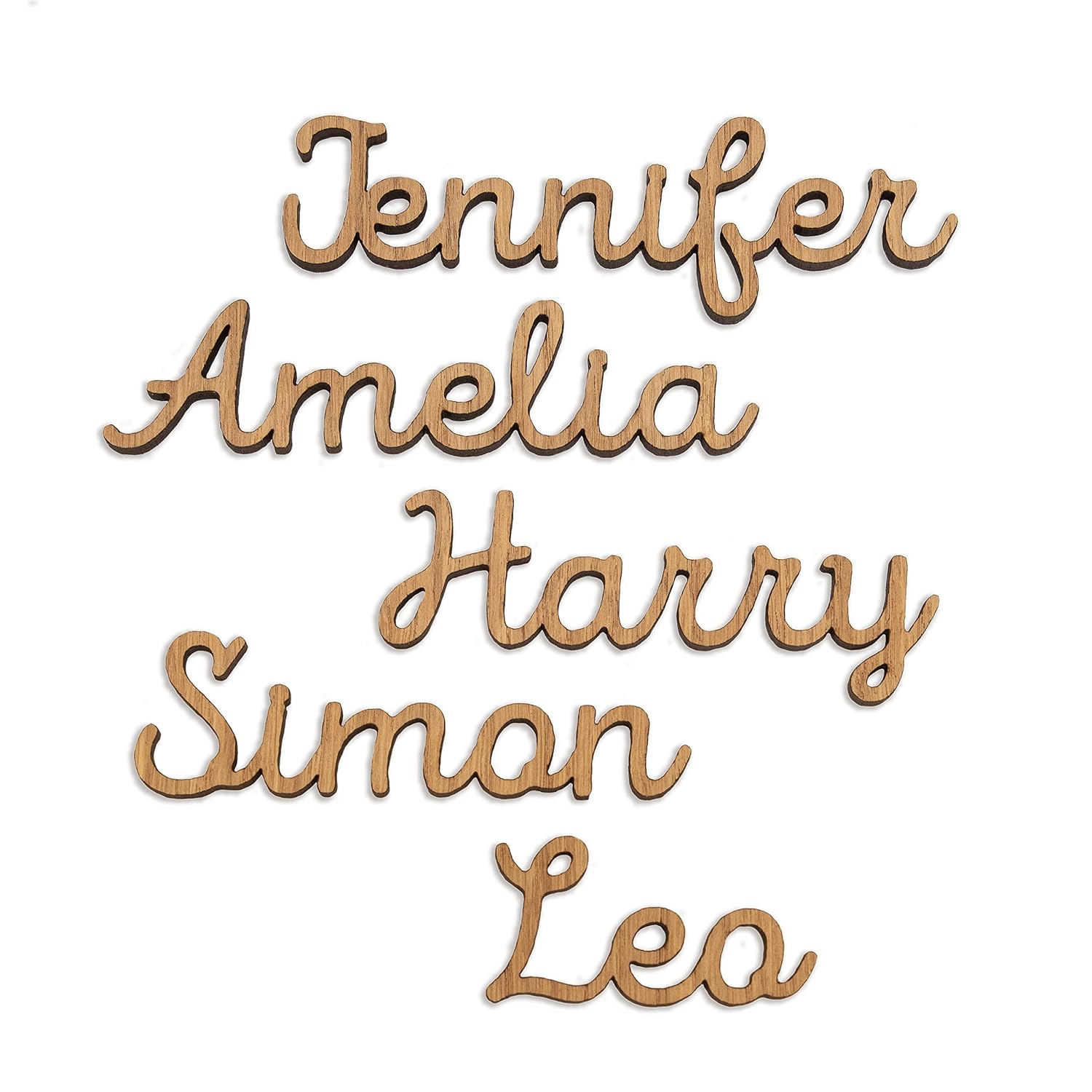 Personalised wedding place names | cut out script table name wooden ...