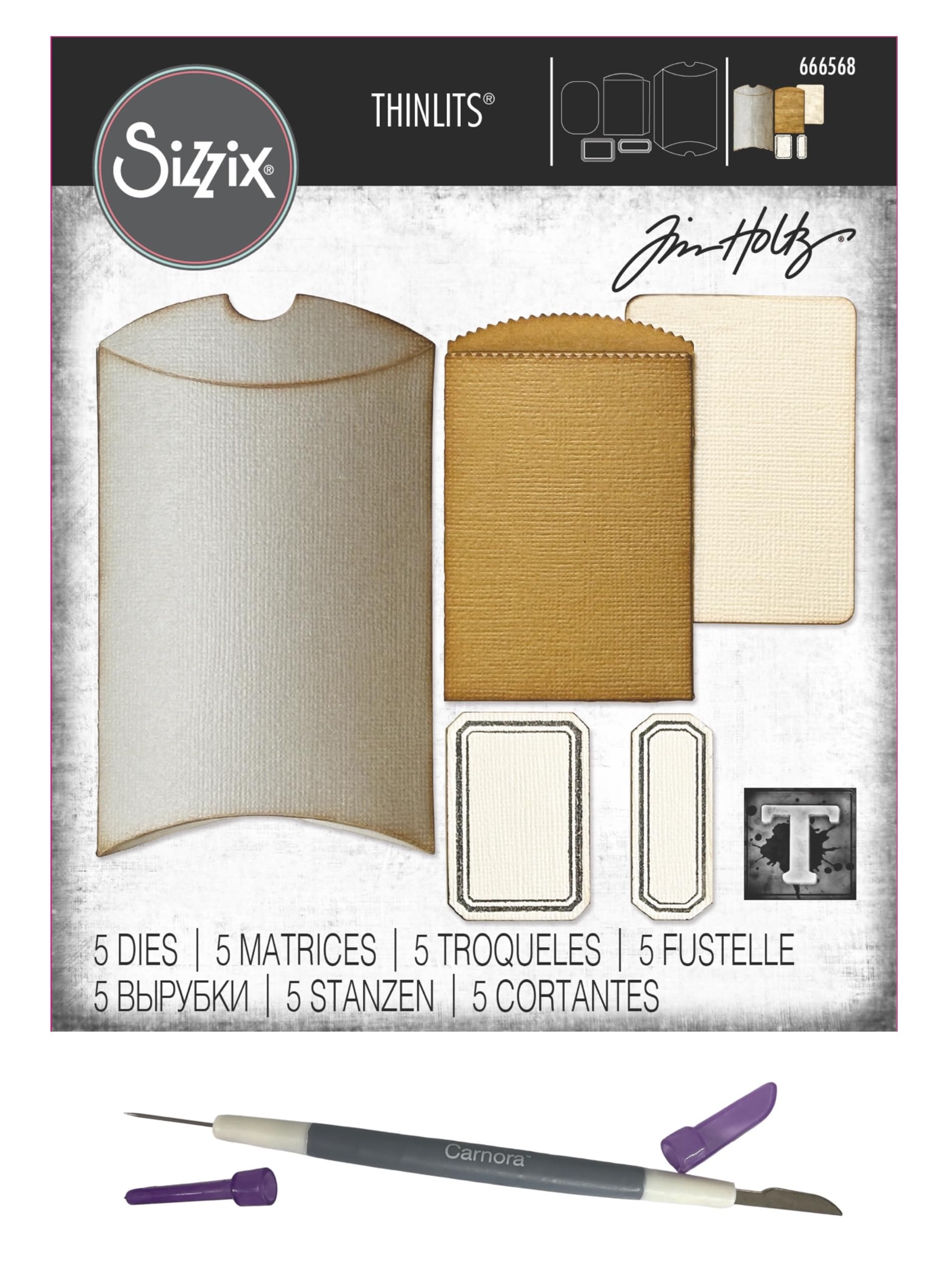 Amazon.com: Tim Holtz Sizzix Thinlits Vault Pillow Box + Bag, 5 Dies ...