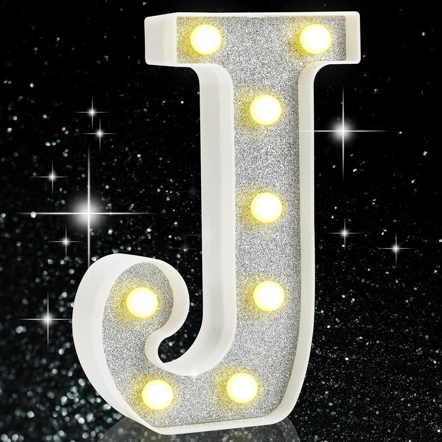 Amazon.com: LED Marquee Letter Lights, Silver Letters Glitter Alphabet ...