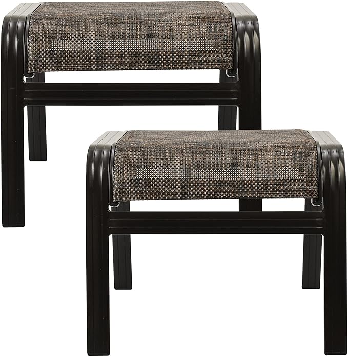 Amazon.com : Deugold Outdoor Patio Foot Rest Ottoman Seat Textilene ...