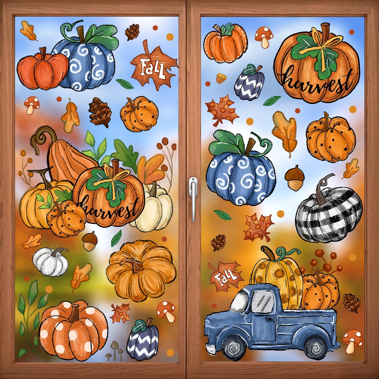 Amazon.com: DIYDEC 6 Sheets Fall Window Clings Double-Sided Window ...