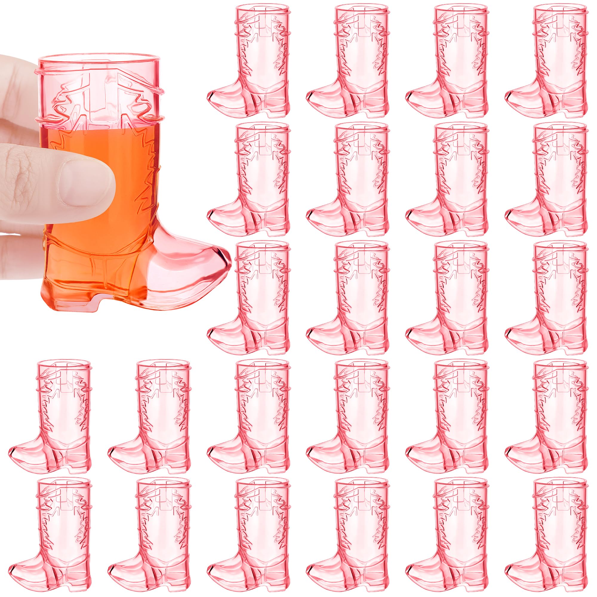 Amazon.com | durony 24 Pieces 1 OZ Pink Cowboy Glasses Mini Cowboy Boot ...