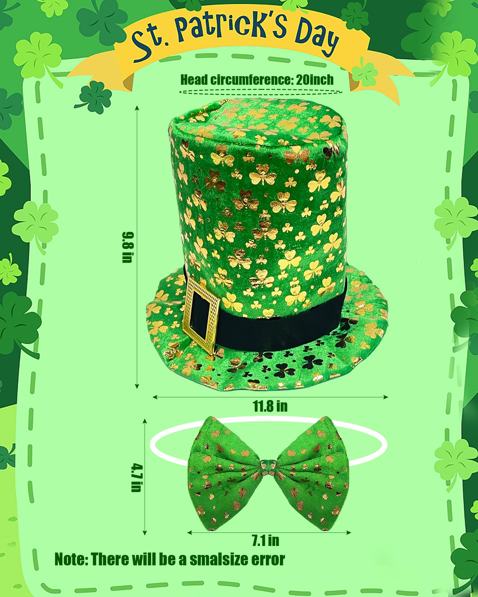 Snapklik.com : St Patricks Day Shamrock Top Hat And Bow Tie Set Green ...
