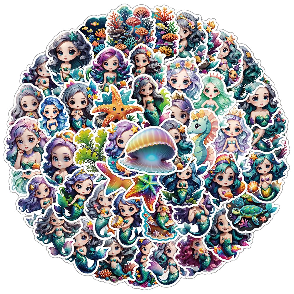 Amazon.com: Lovly Mermaid Stickers for Boys Girls, Cartoon Vinyl ...