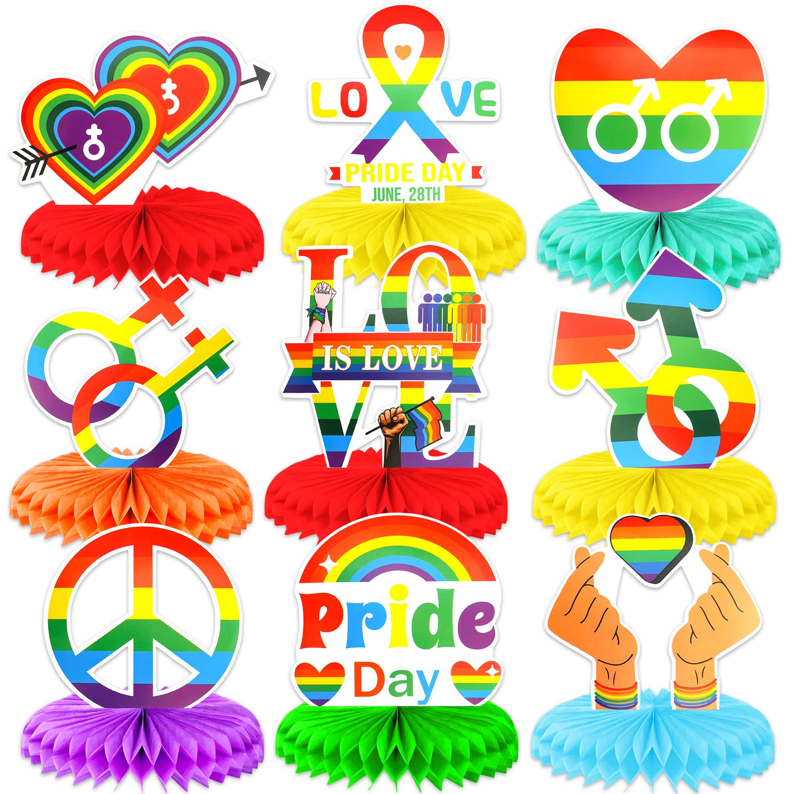 HOWAF Gay Pride Table Centerpieces, Pride Day Honeycomb Centerpiece ...