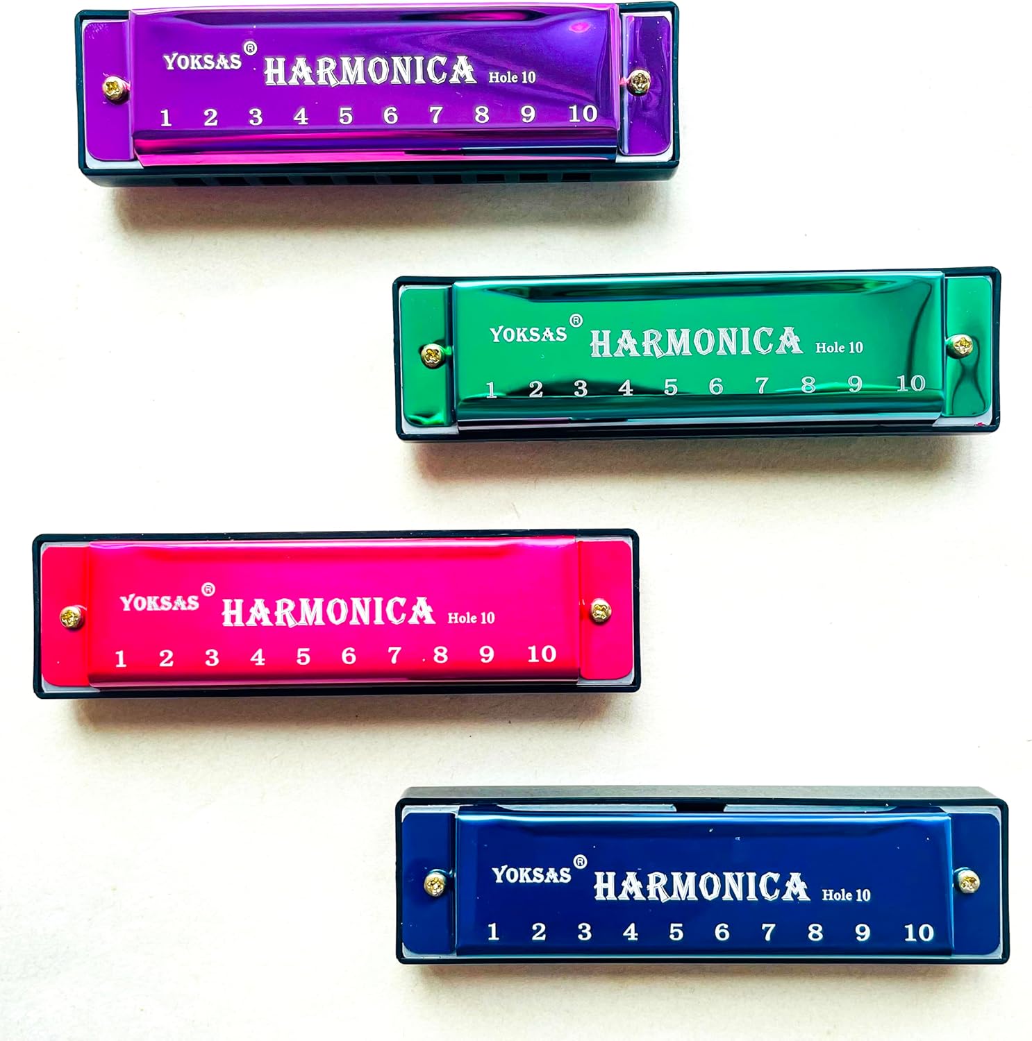 Amazon.com: YOKSAS 4PCS Harmonicas Set C Key 10 Hole with Case Cleaning ...