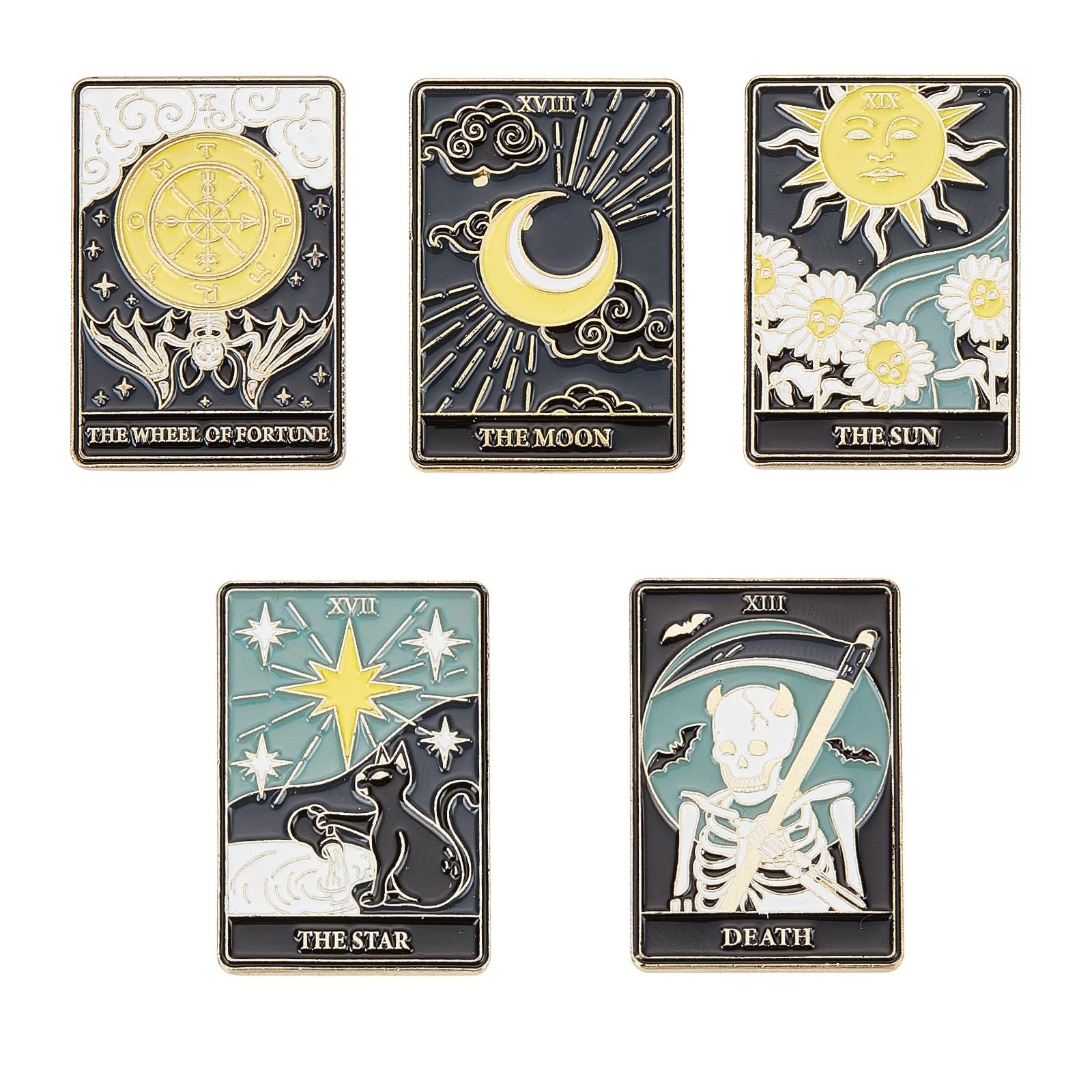 Amazon.com: SUNNYCLUE 1 Box Enamel Pins Set Tarot Card Enamel Pins Sun ...