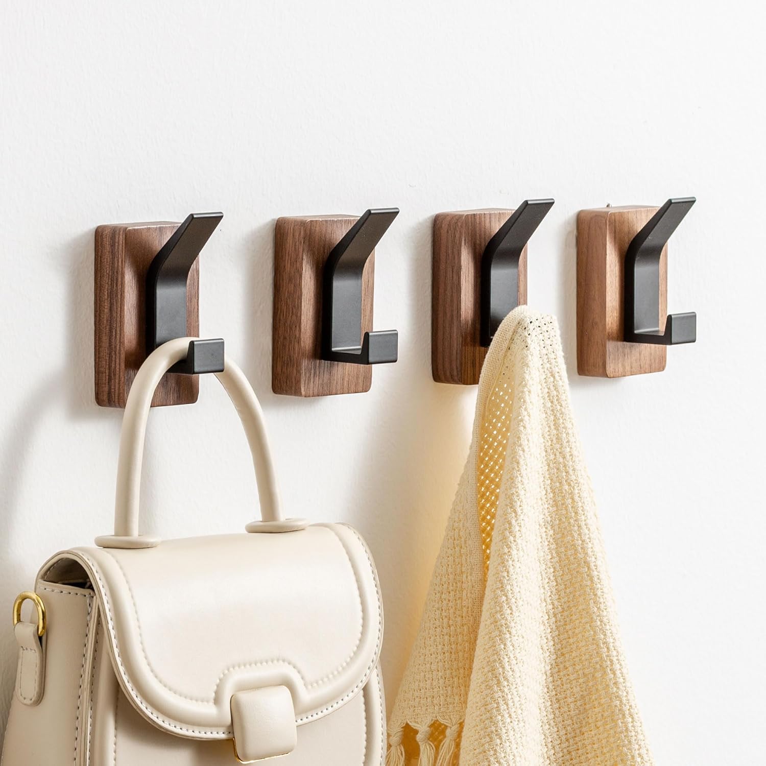 Amazon.com: RVXHUA 4-Pack Wood Wall Hooks - Wall Mounted or Adhesive ...