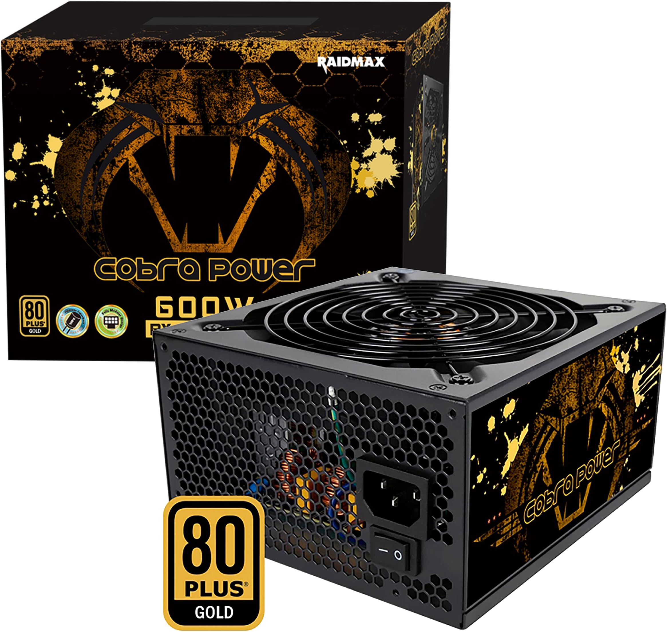 Amazon.com: Raidmax Power Supply 80 Plus Gold Certified PSU, 600W Full ...