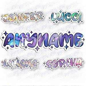 Amazon.com: Custom Name Stickers, Personalized Holographic Name Sticker ...