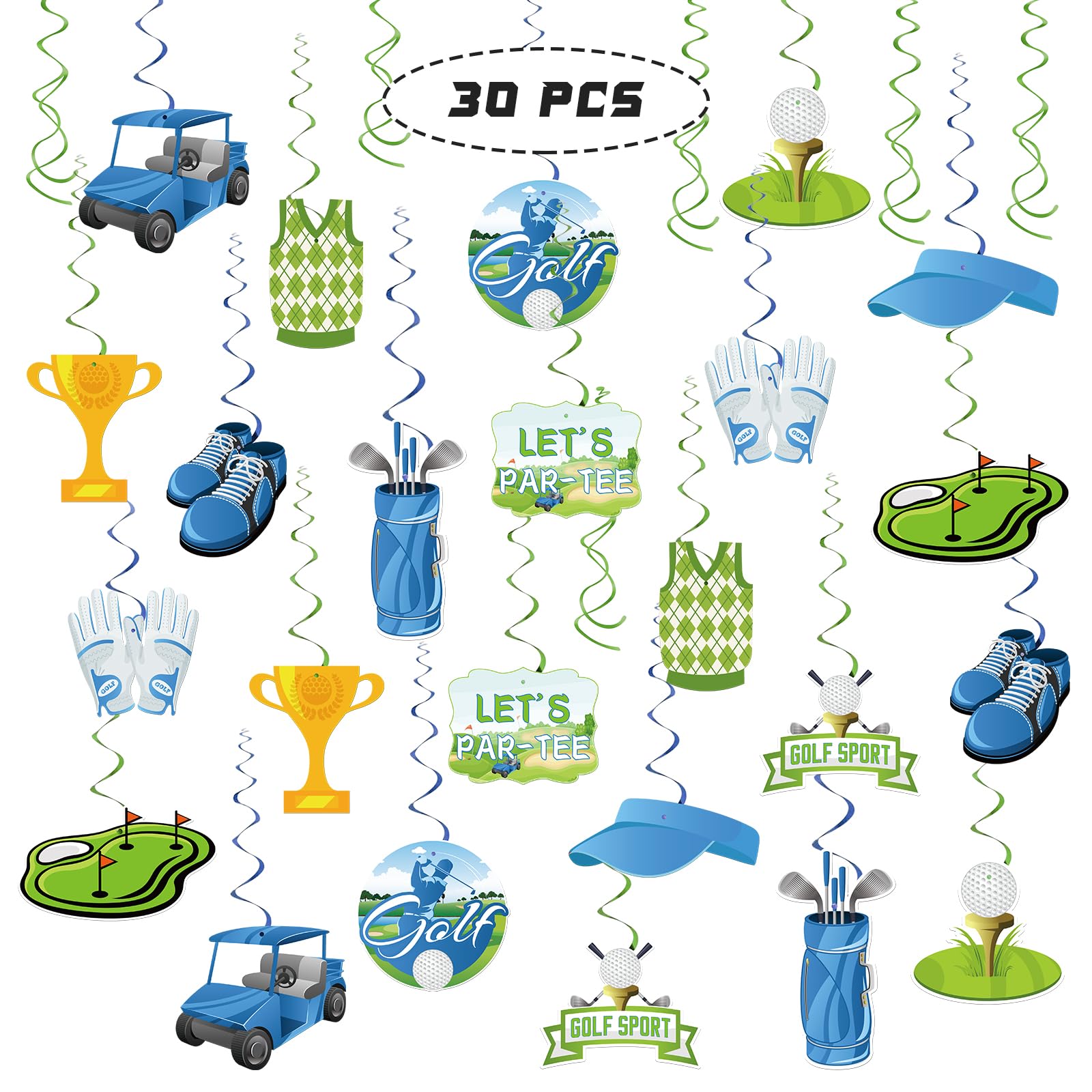 Amazon.com: 30Pcs Golf Party Decorations Hanging Swirls, Sports Golf ...
