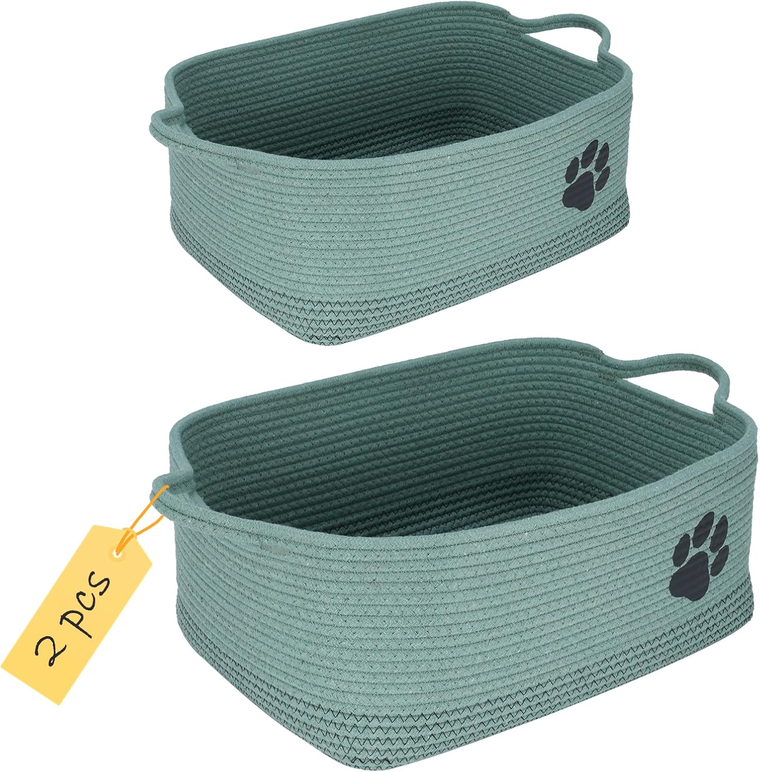 Amazon.com: Brabtod Set of 2 Woven Dog Toys Basket,Green Baskets for ...