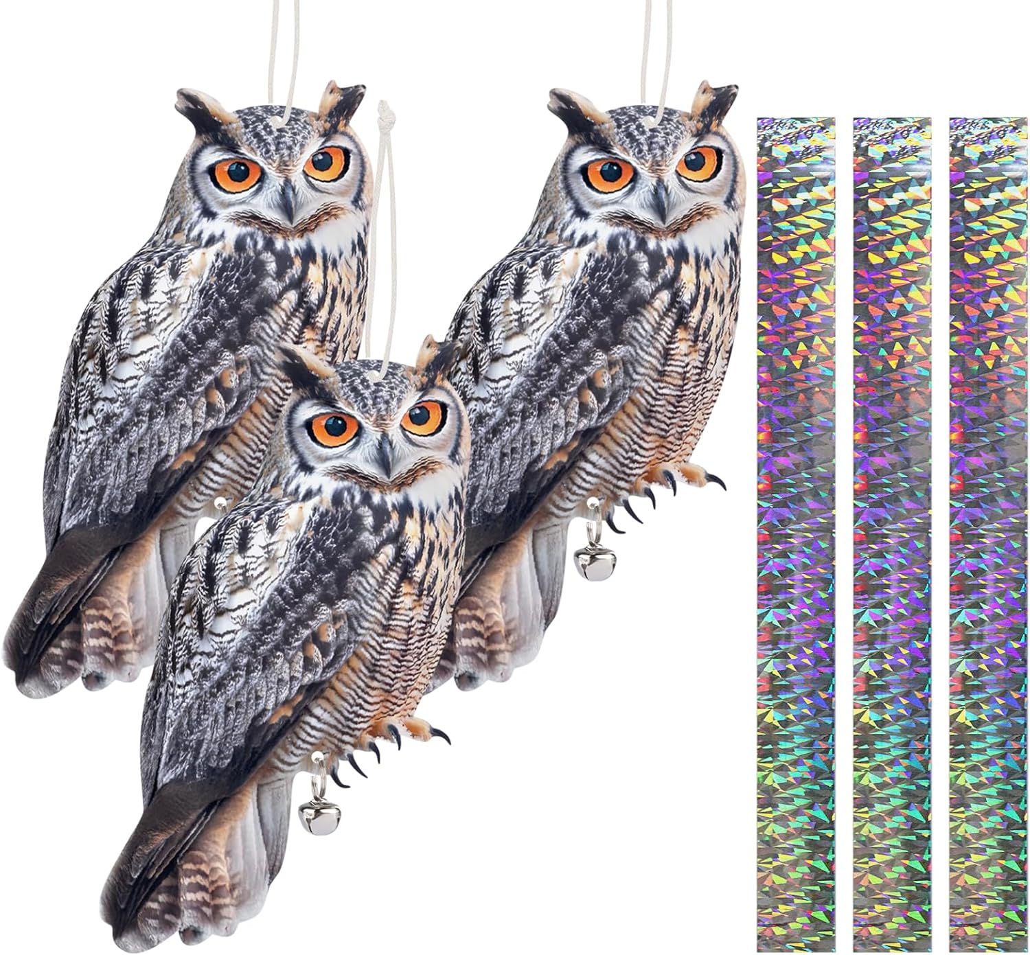 3pcs Bird Scarers for Gardens Pigeon Deterrent with Bird Scarer Tape ...