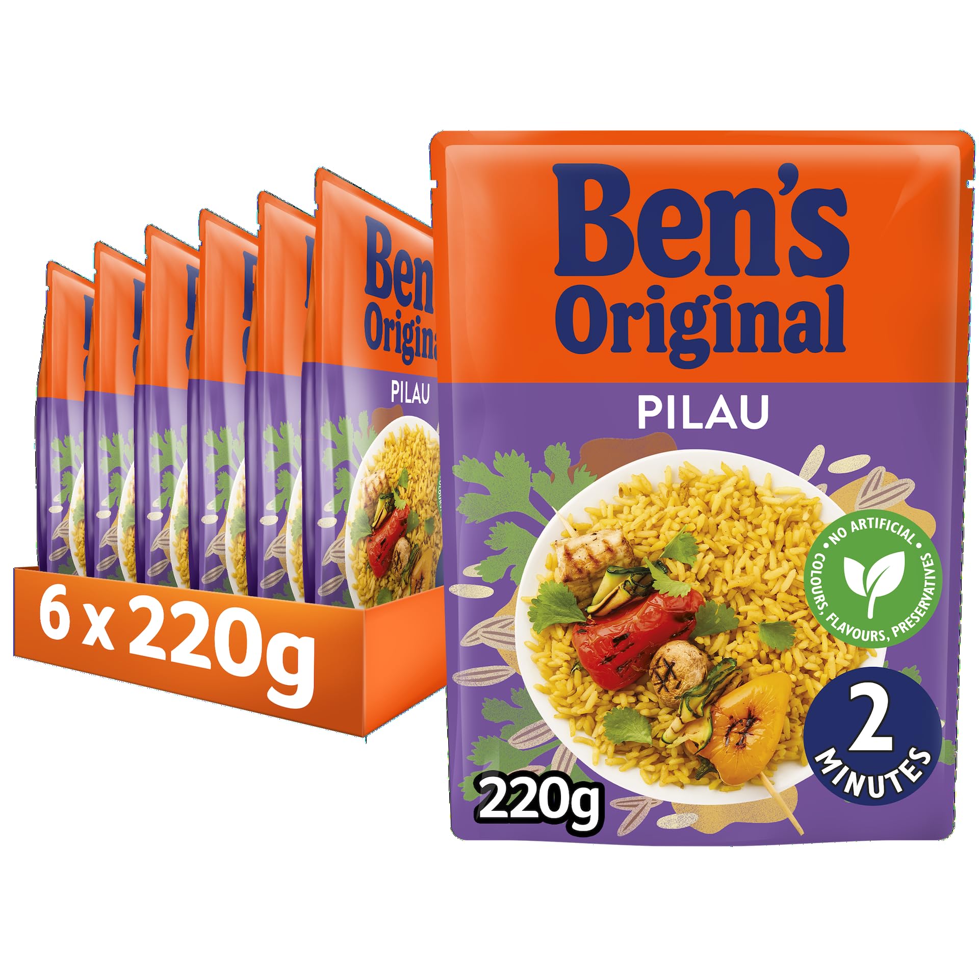 BEN'S ORIGINAL Pilau Microwave Rice, Bulk Multipack 6 x 220g pouches ...